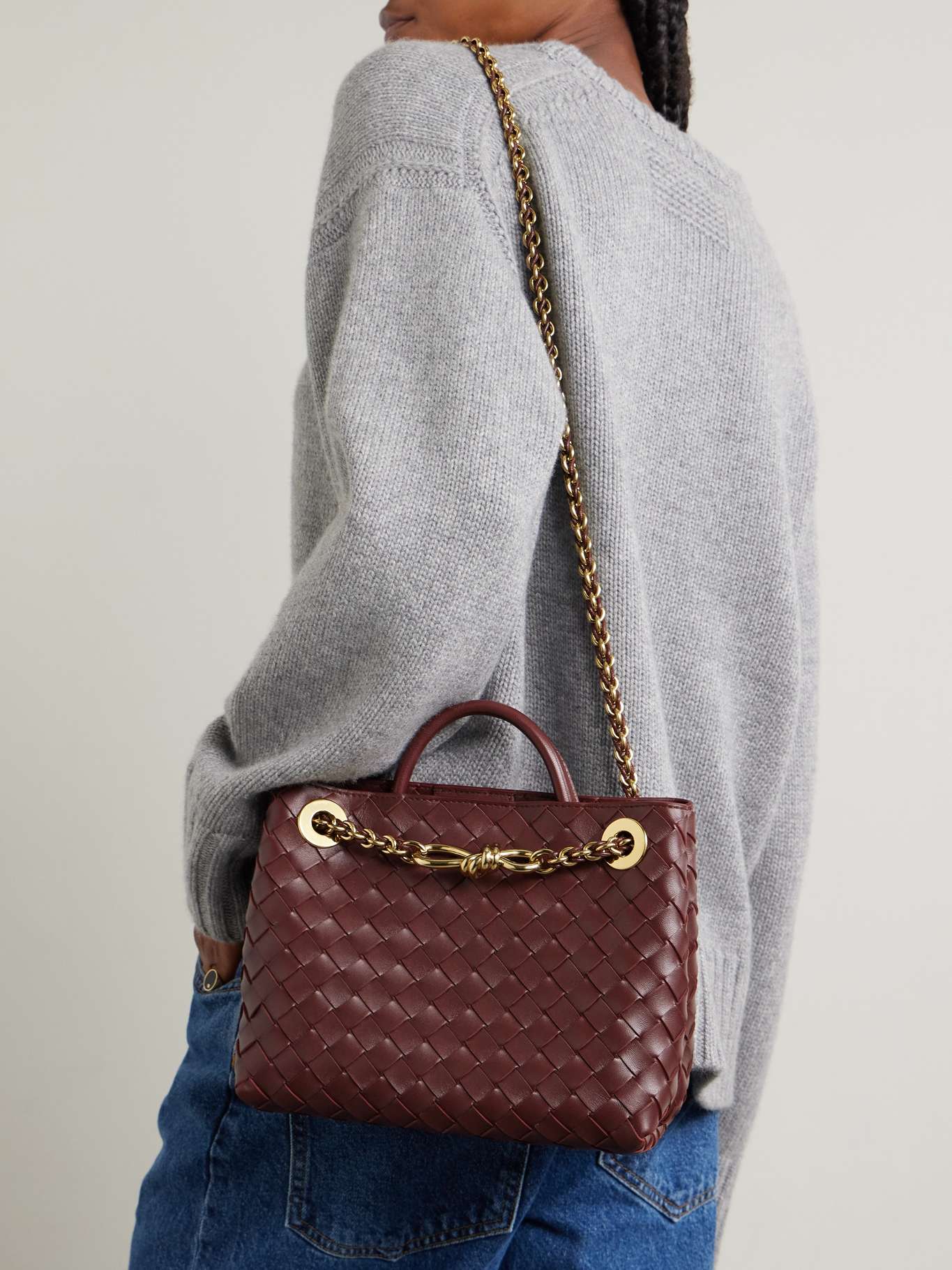 BOTTEGA VENETA Andiamo With Chain small intrecciato leather shoulder ...