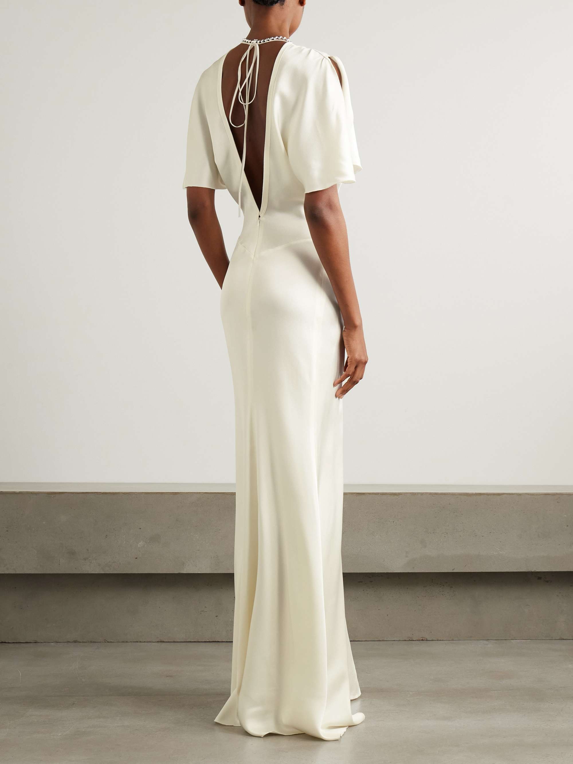 VICTORIA BECKHAM Gathered open-back satin maxi dress | NET-A-PORTER
