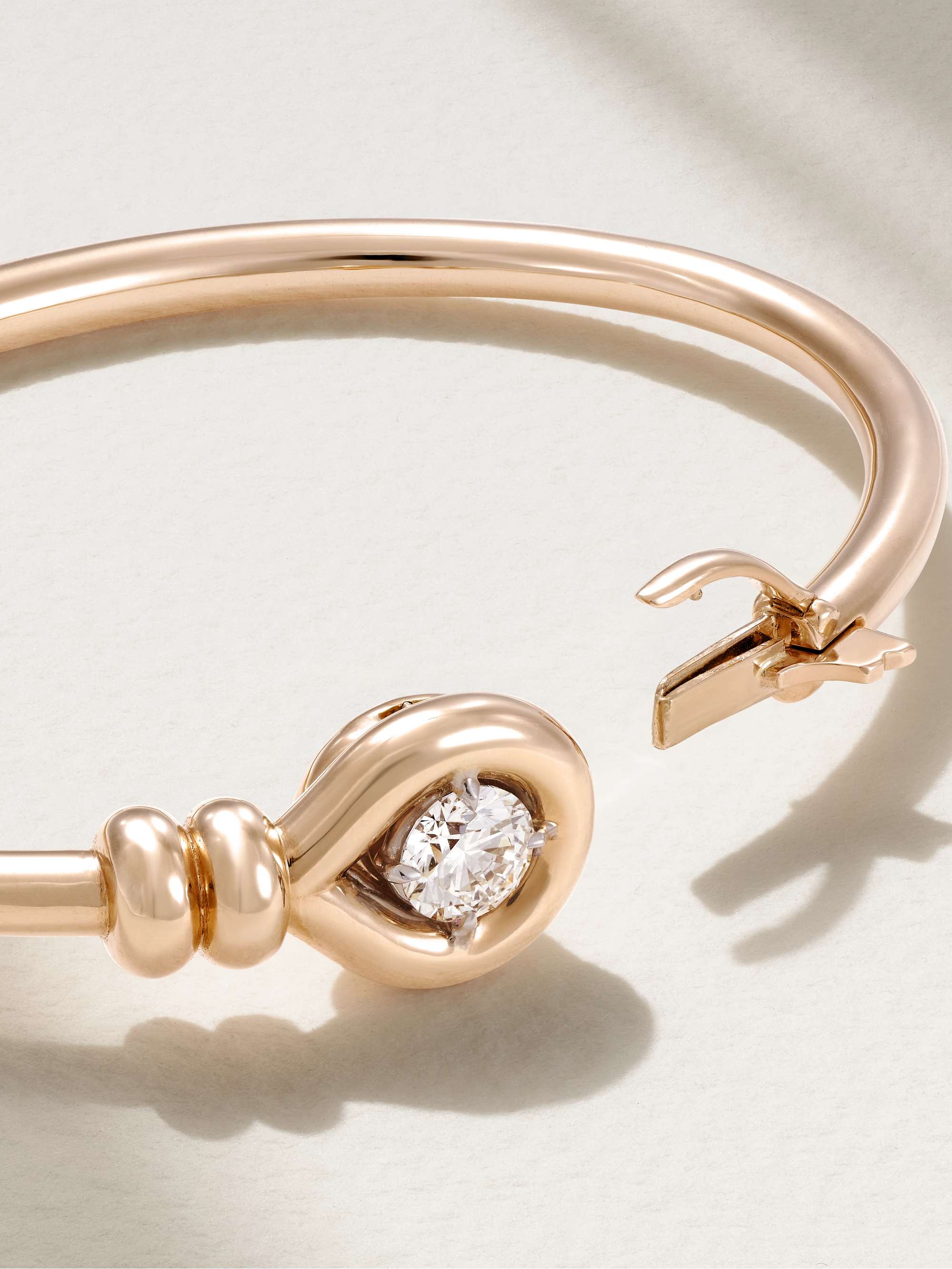 JESSICA MCCORMACK Forget Me Knot 18-karat rose gold diamond bangle | NET-A-PORTER
