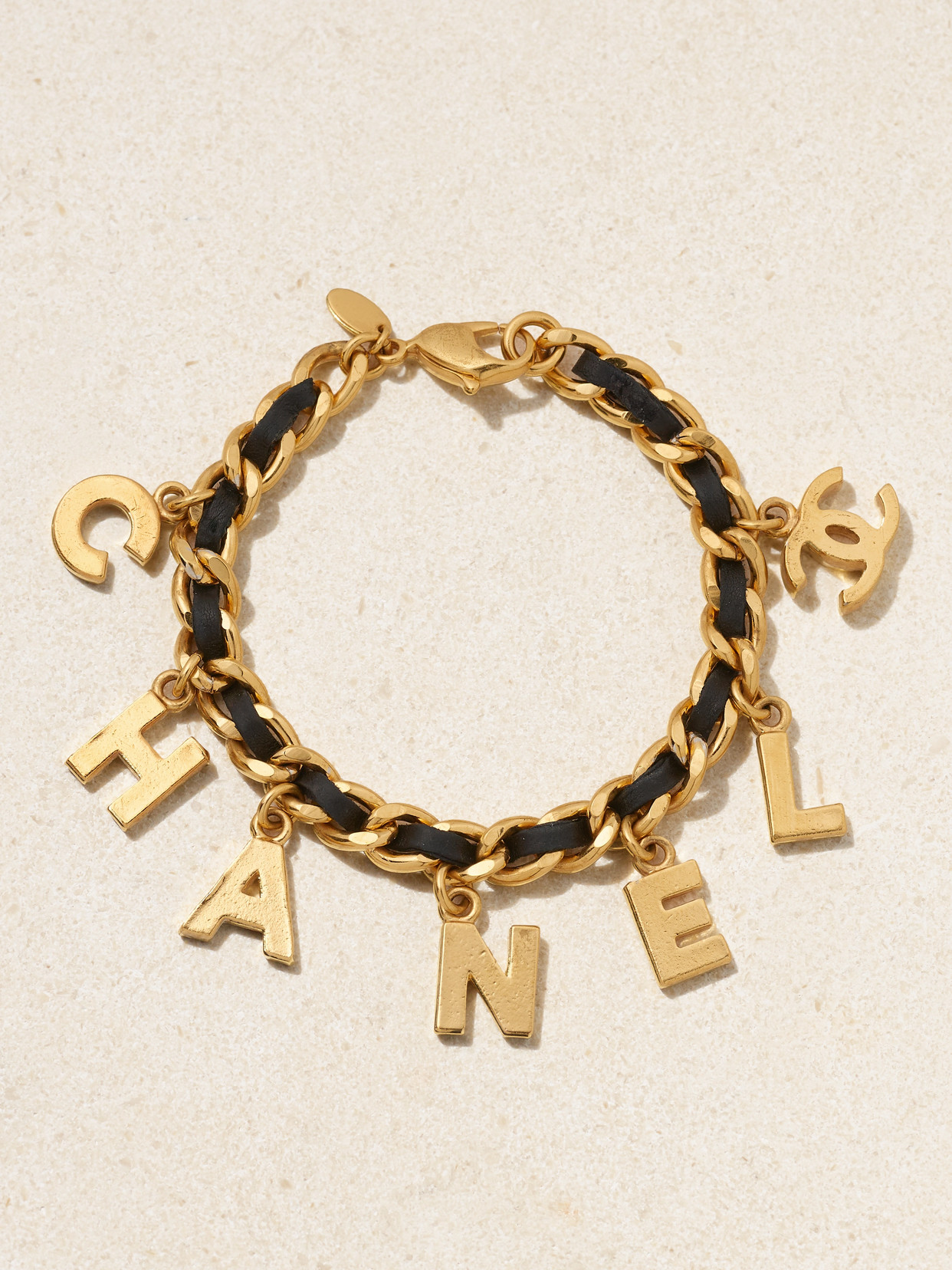 Vintage Chanel Gold-plated And Leather Bracelet | ModeSens
