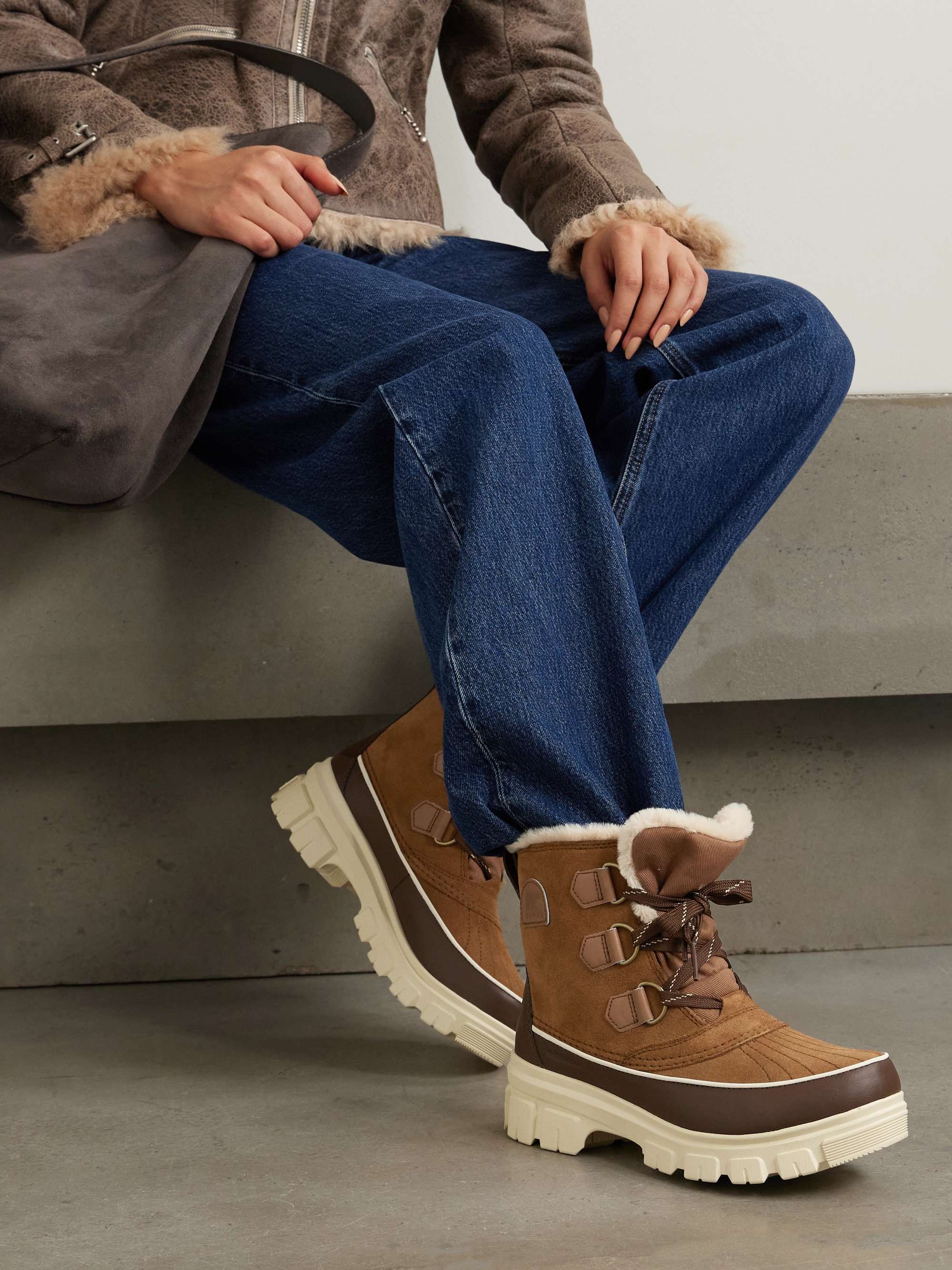 SOREL Torino V faux shearling-lined leather-trimmed suede boots | NET-A-PORTER