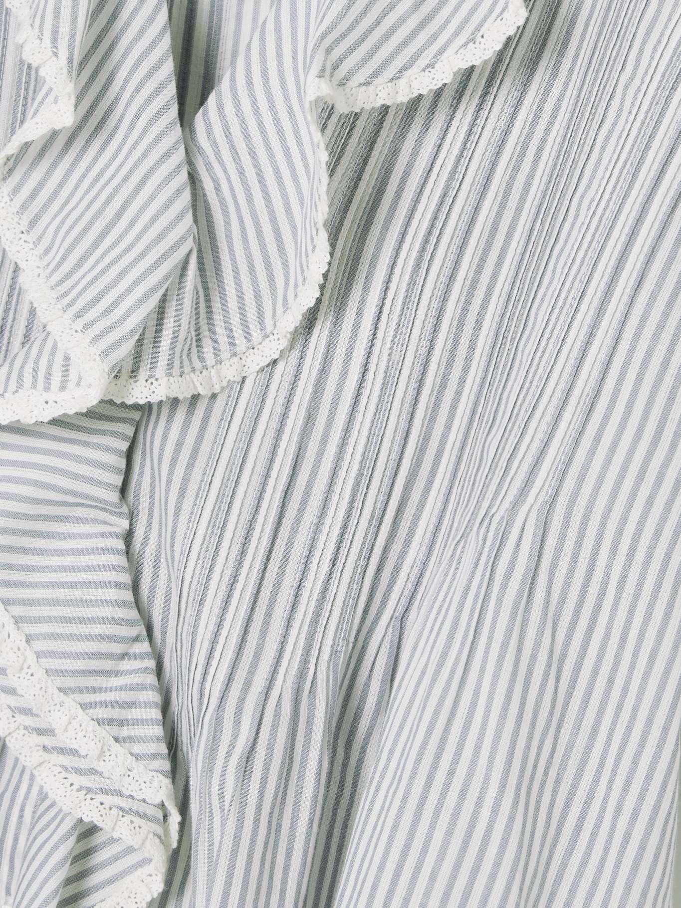 DÔEN Henri lace-trimmed ruffled pintucked striped organic cotton-voile ...