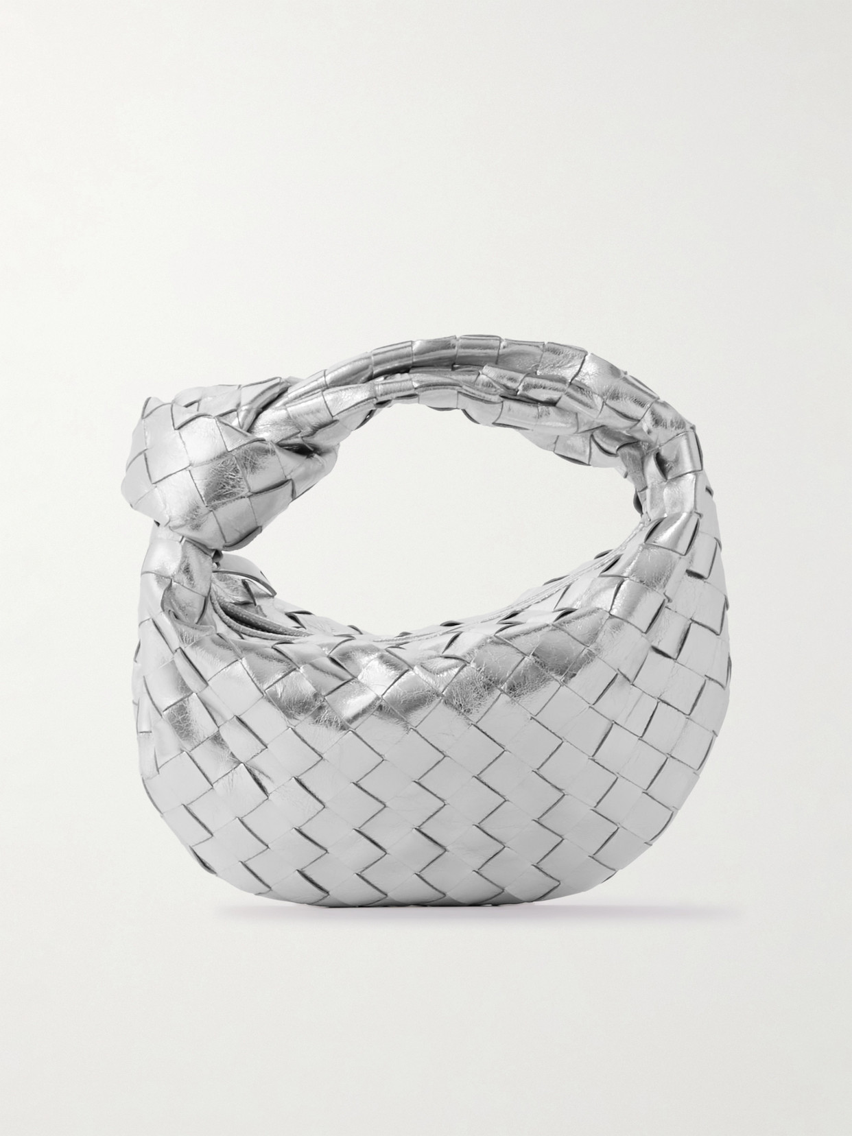 Bottega Veneta Jodie Mini Knotted Intrecciato Metallic Leather Tote In ...
