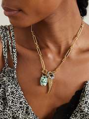 MAISON MAYLE Long Links Combo gold-plated, enamel and crystal necklace ...