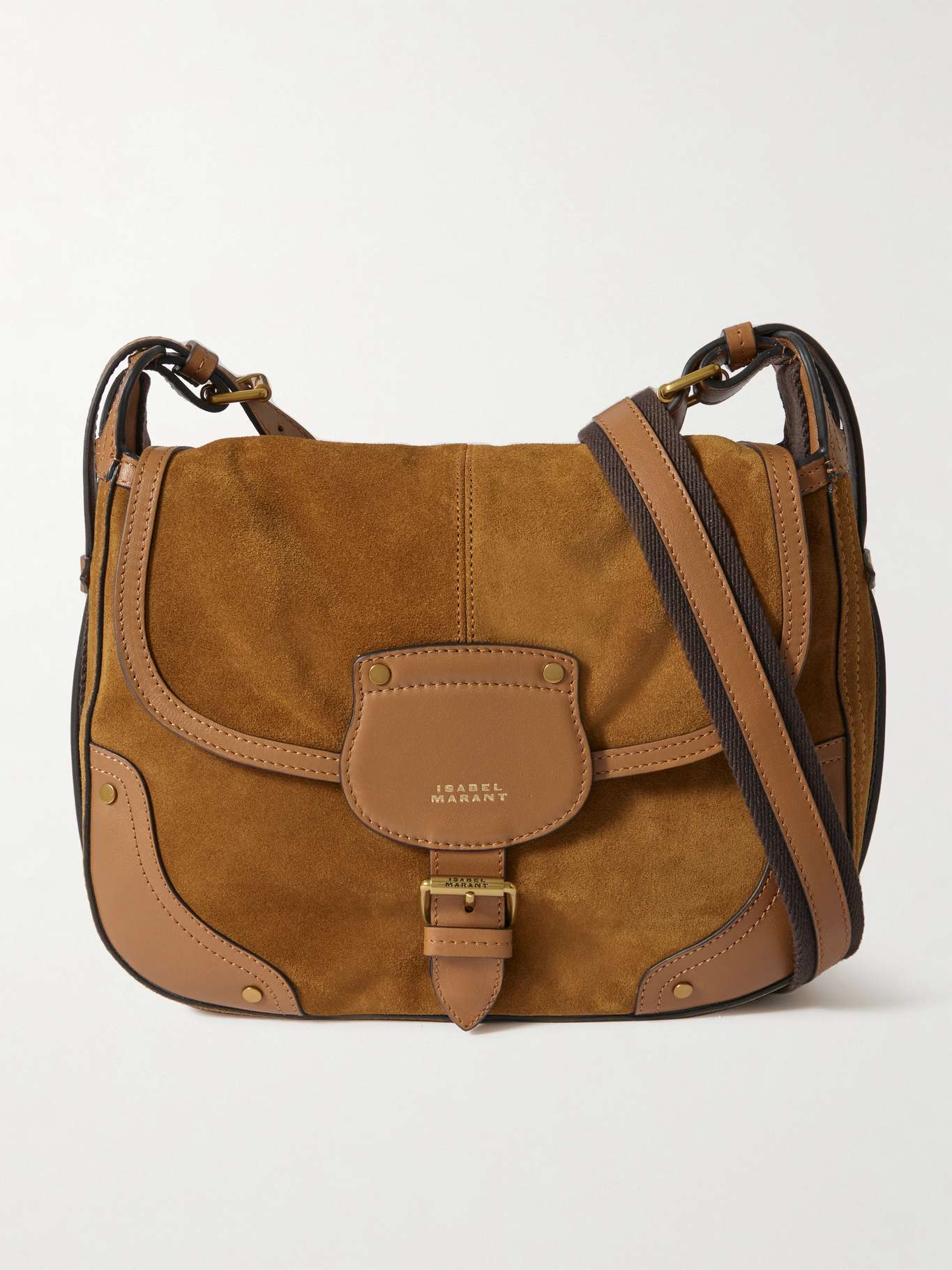 ISABEL MARANT Sierra studded leather-trimmed suede shoulder bag | NET-A ...