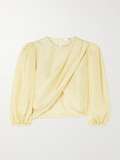 CHLOÉ Draped wrap-effect cropped silk-satin blouse | NET-A-PORTER