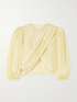 CHLOÉ Draped wrap-effect cropped silk-satin blouse | NET-A-PORTER