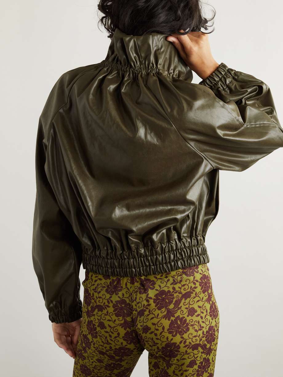 DRIES VAN NOTEN Cropped ruffled faux leather bomber jacket | NET-A-PORTER