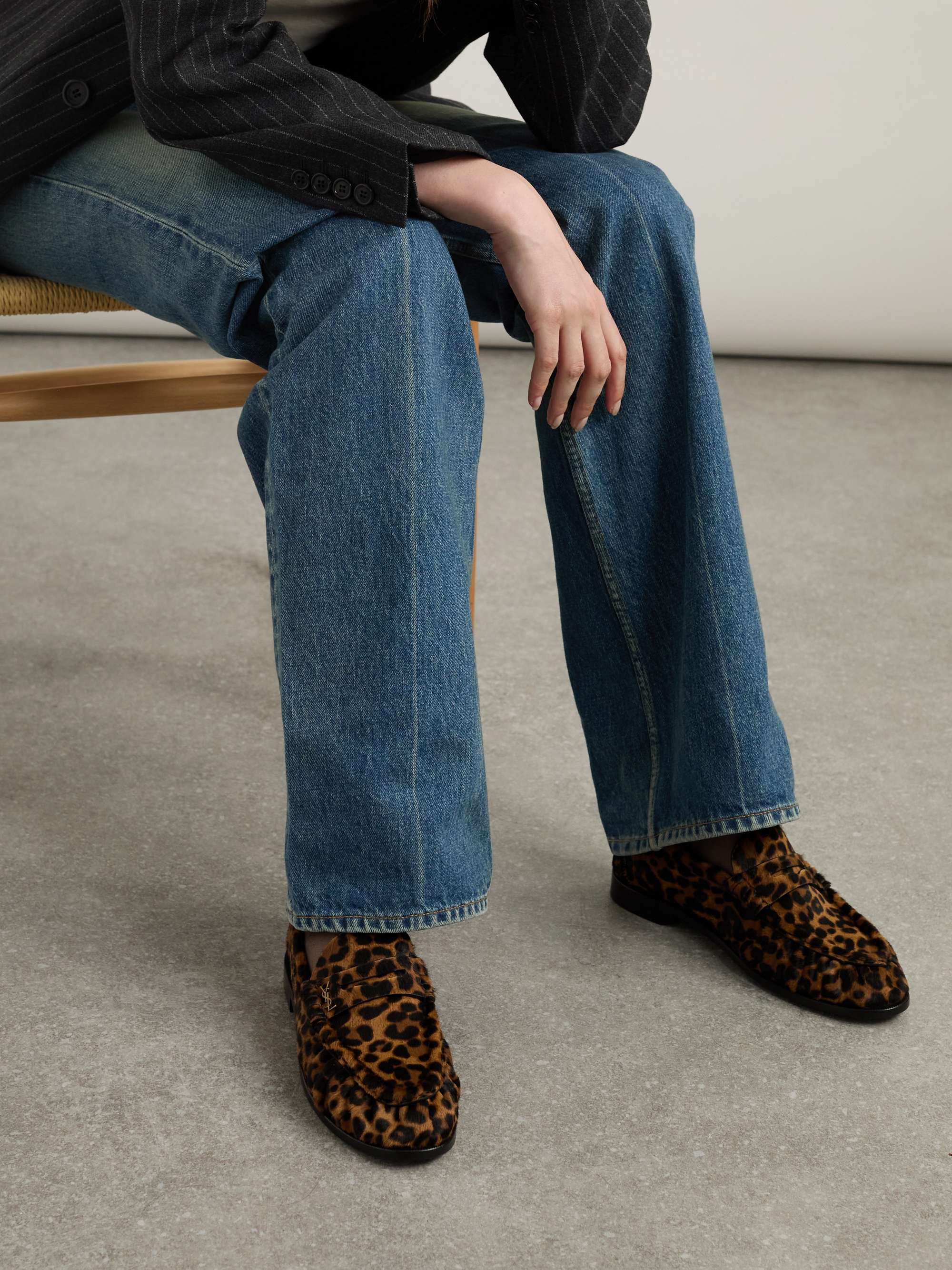 SAINT LAURENT Le Loafer leopard-print calf hair loafers | NET-A-PORTER