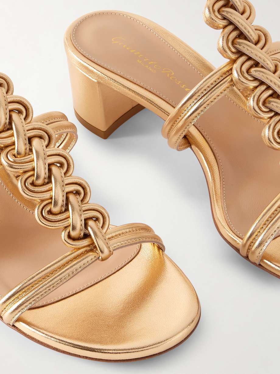 GIANVITO ROSSI Capua 45 braided metallic leather sandals | NET-A-PORTER