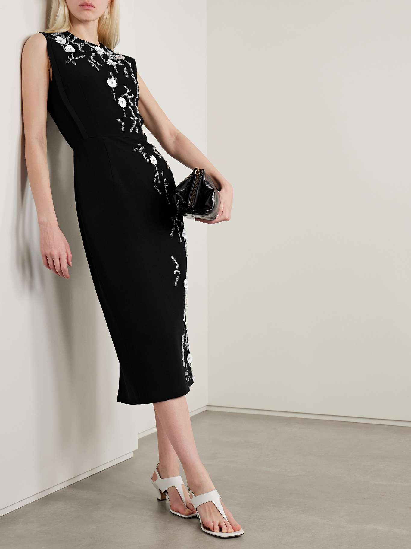 EMILIA WICKSTEAD Cappia embellished crepe midi dress | NET-A-PORTER
