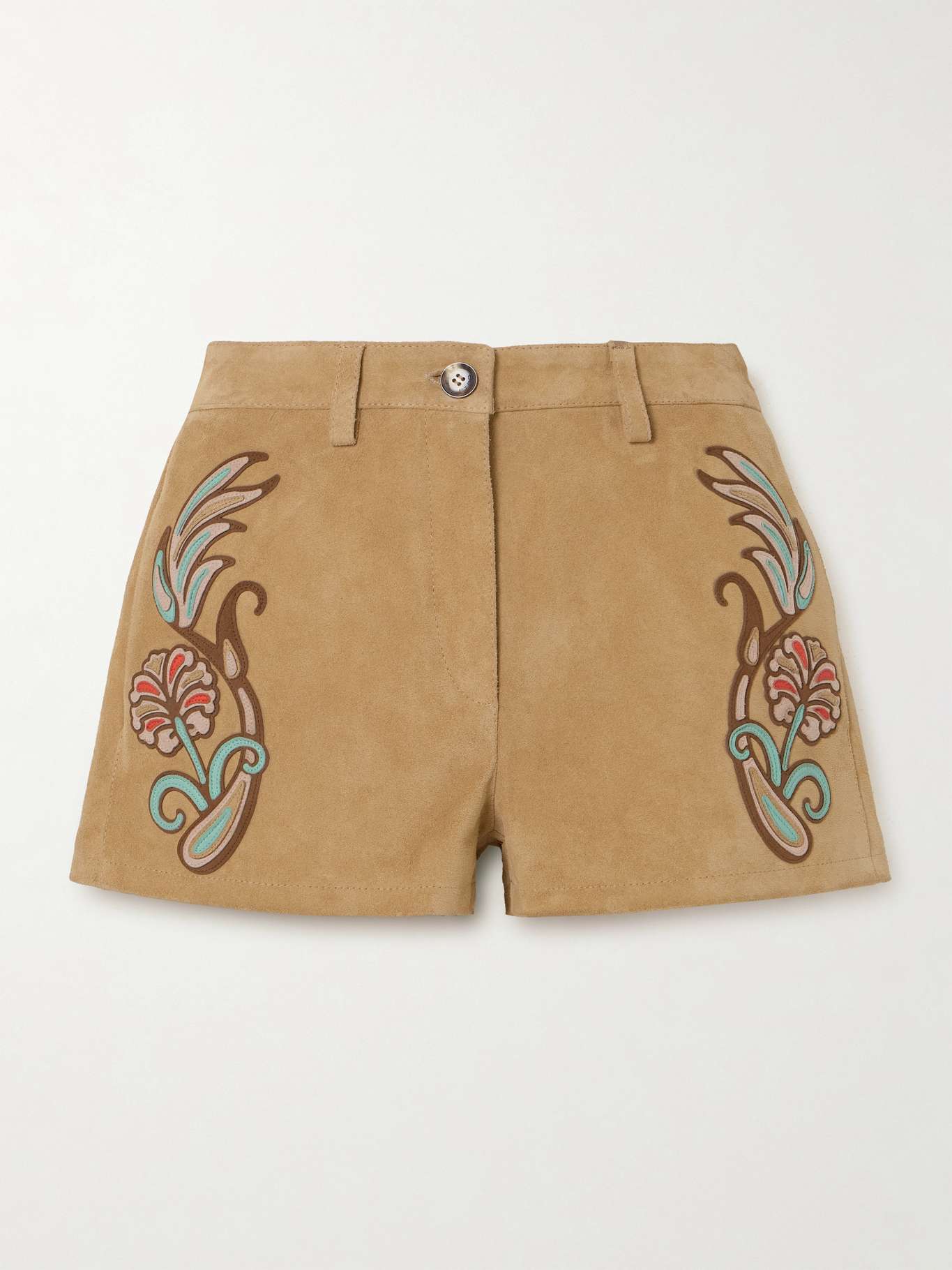 ETRO Appliquéd suede shorts | NET-A-PORTER