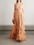 ULLA JOHNSON Florella ruffled silk-chiffon gown | NET-A-PORTER