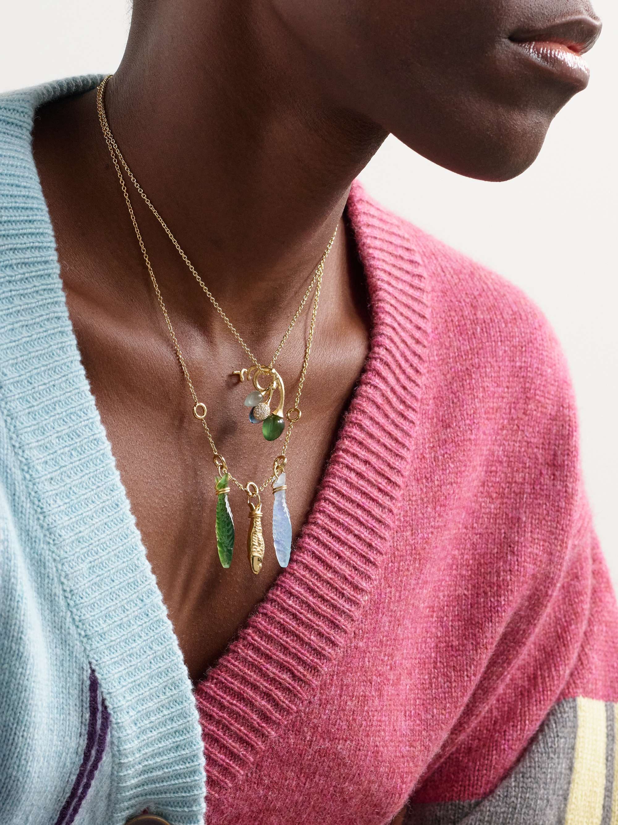 OLE LYNGGAARD COPENHAGEN Young Fish 18-karat gold, serpentine and ...