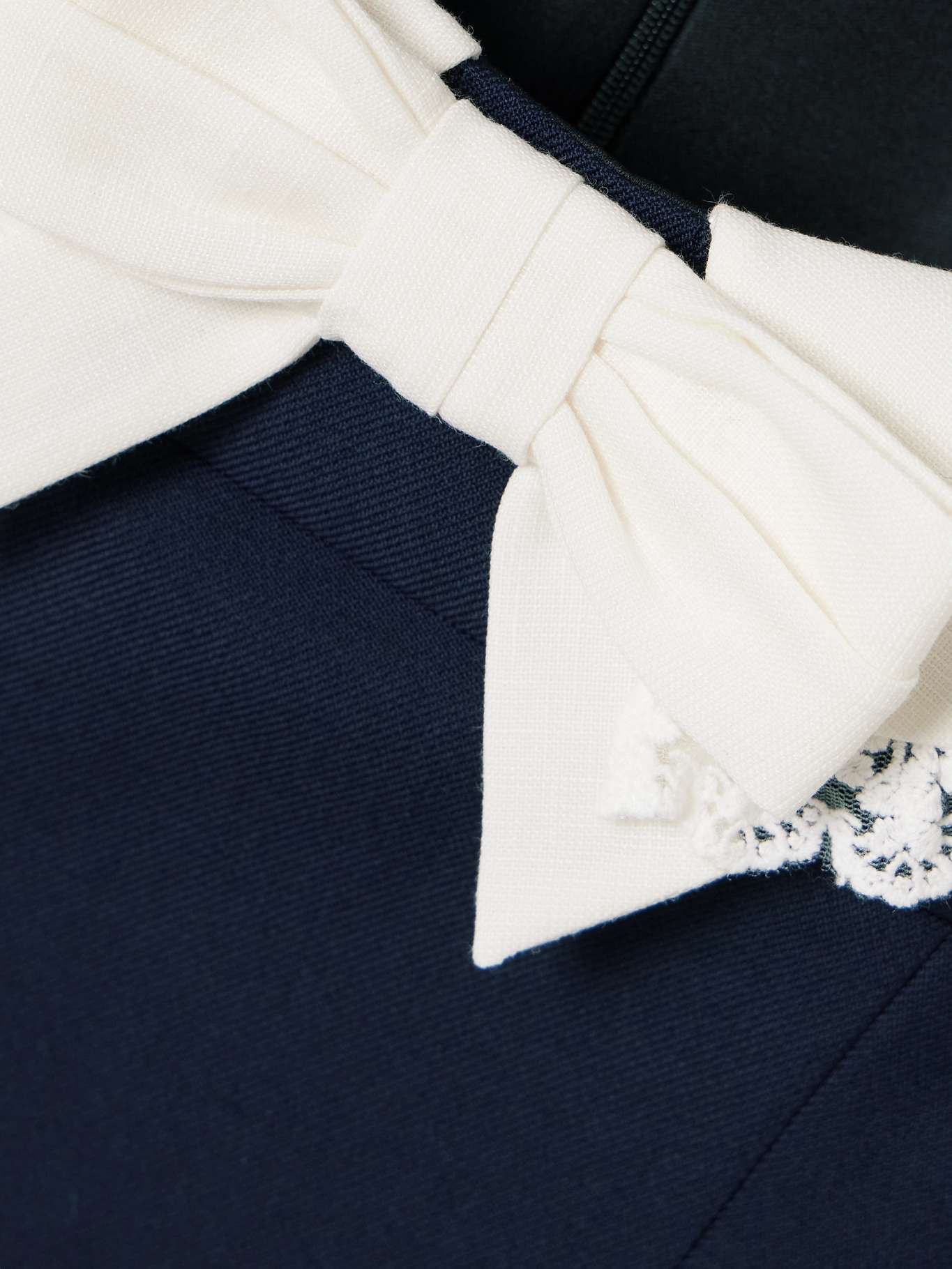 SHUSHU/TONG Lace-trimmed bow-detailed wool and silk-blend twill mini ...