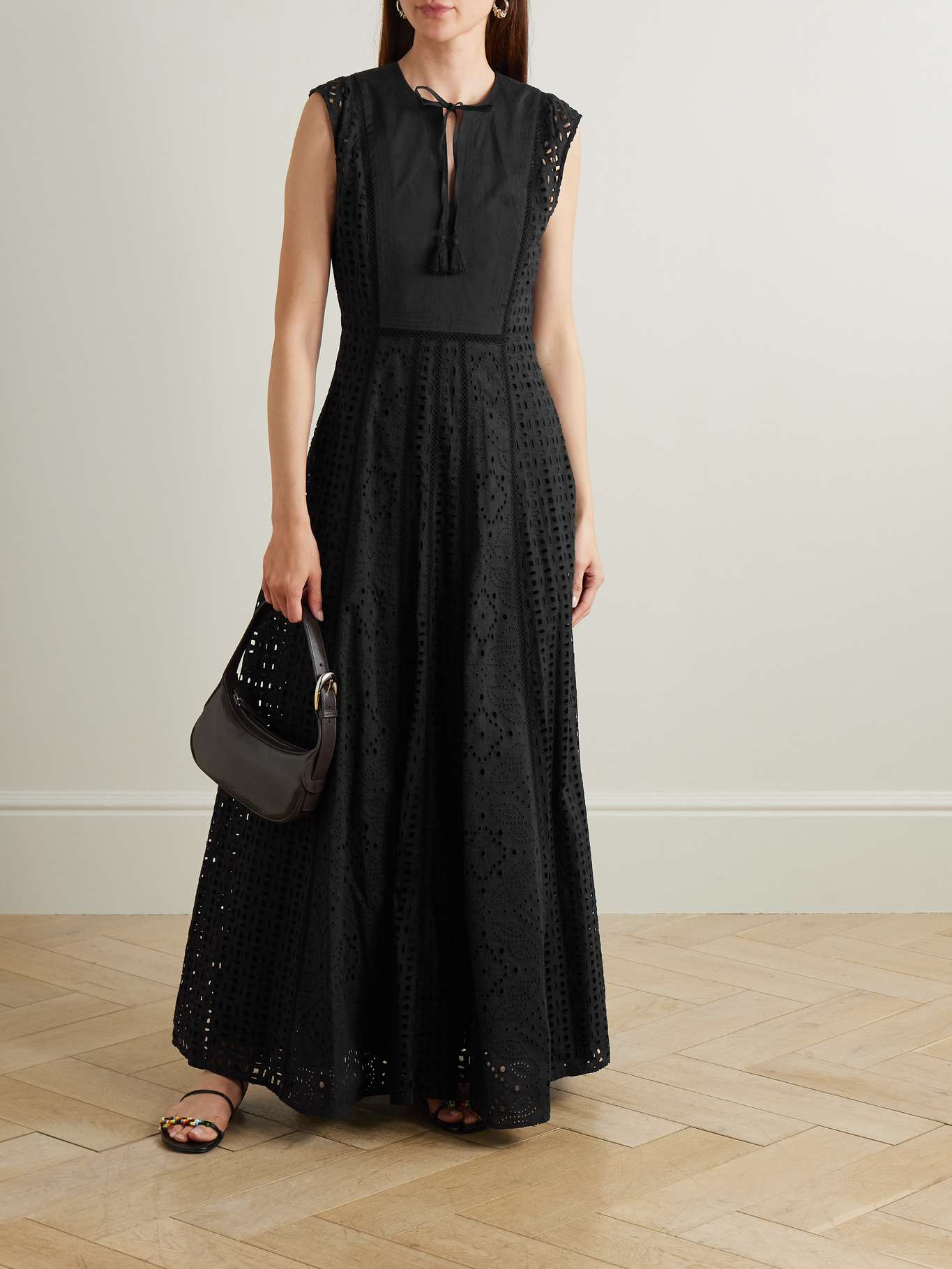 VERONICA BEARD Alina tie-detailed tasseled broderie anglaise cotton ...
