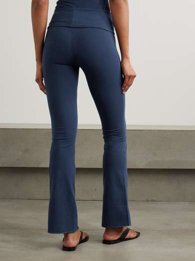 SKIMS Stretch-Cotton Jersey Foldover Pants - Navy | NET-A-PORTER