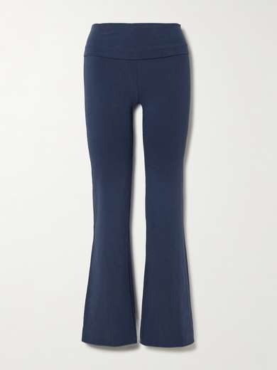 SKIMS Stretch-Cotton Jersey Foldover Pants - Navy | NET-A-PORTER