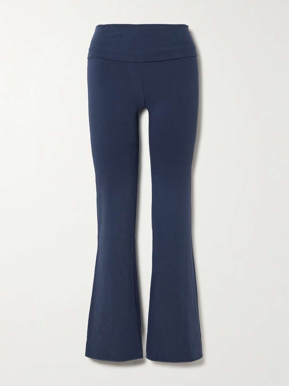 SKIMS Stretch-Cotton Jersey Foldover Pants - Navy | NET-A-PORTER