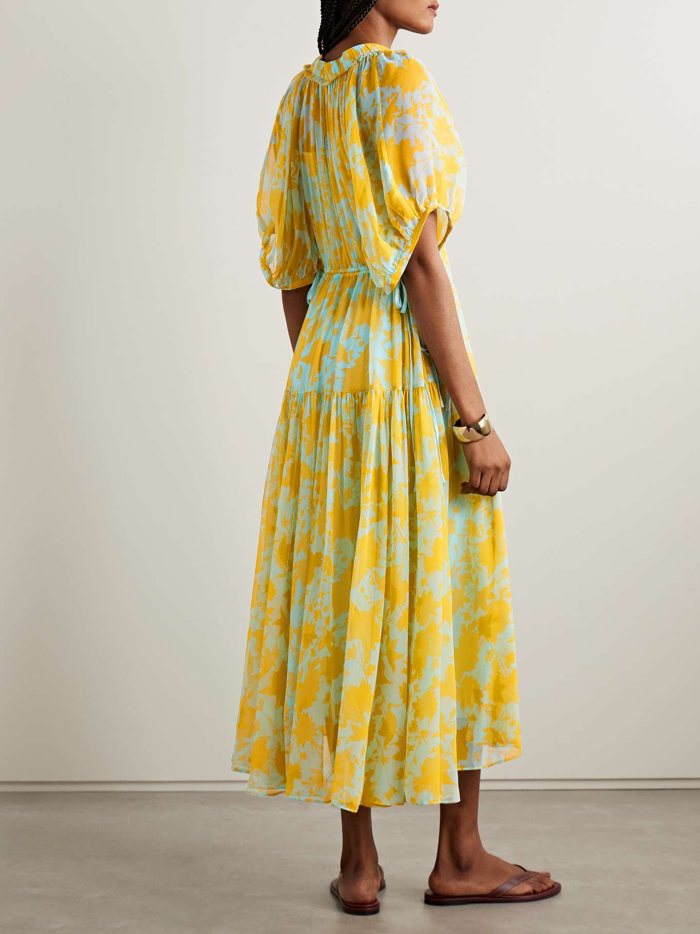 LA LIGNE Constance floral-print silk-chiffon midi dress | NET-A-PORTER