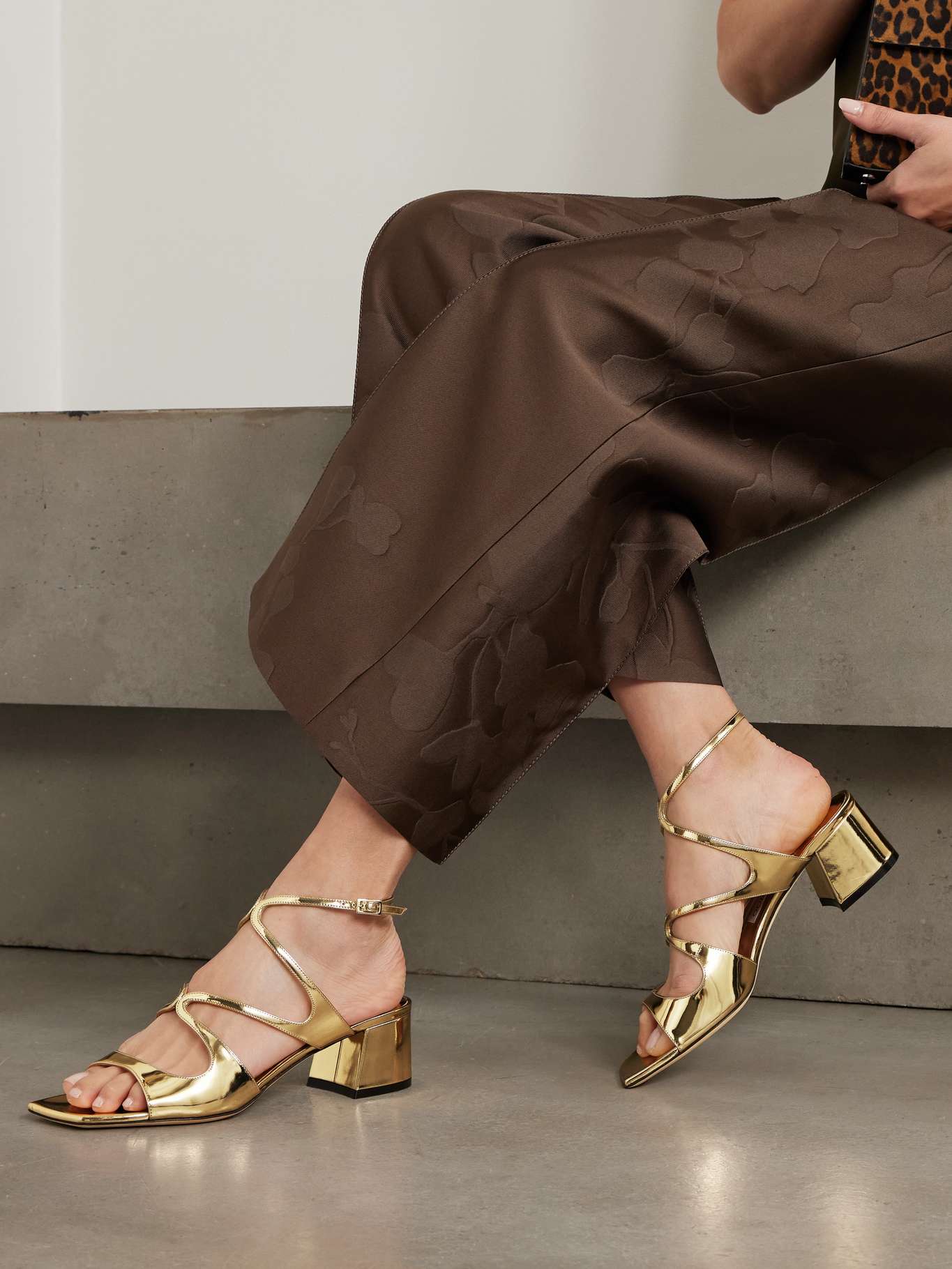 JIMMY CHOO Azilia 45 mirrored-leather sandals | NET-A-PORTER