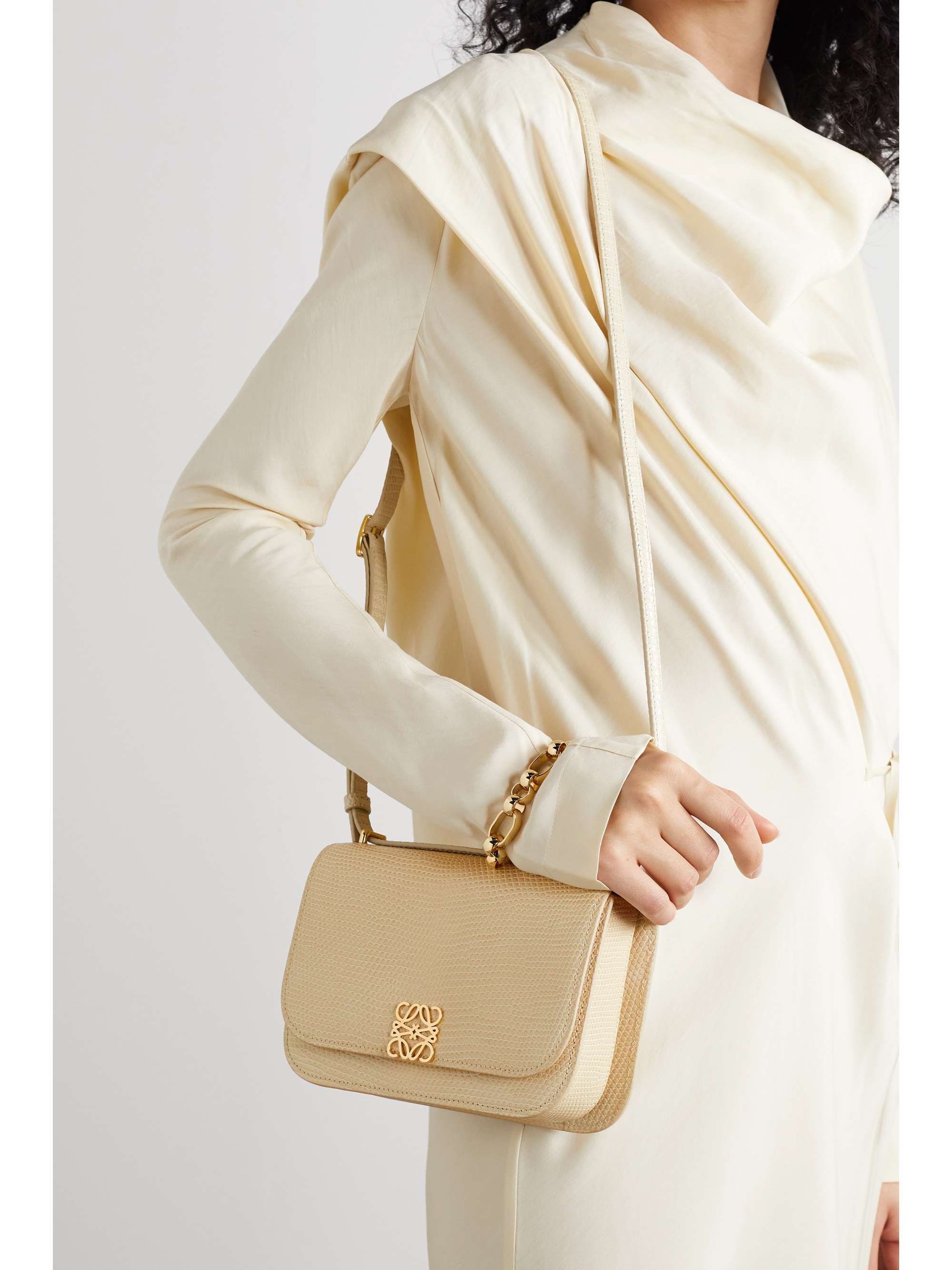 LOEWE Goya lizard shoulder bag | NET-A-PORTER