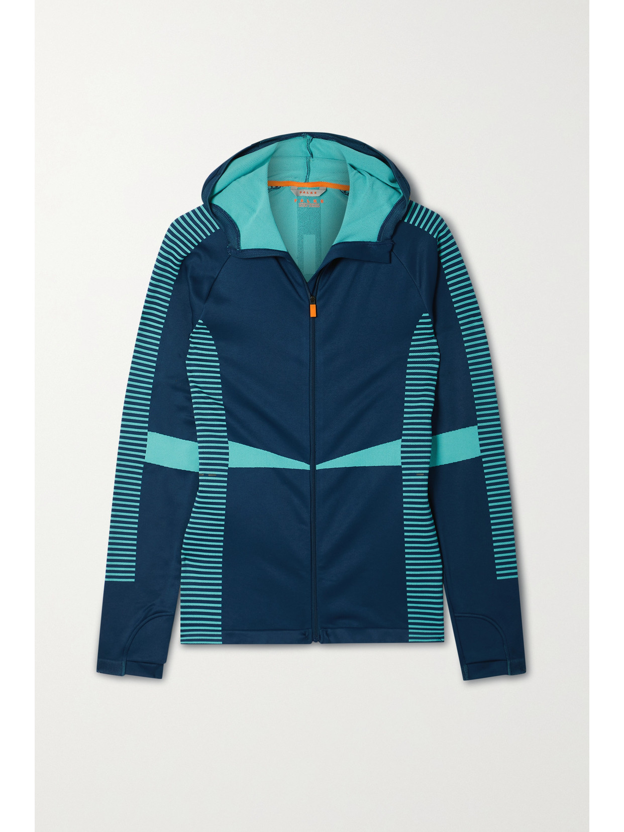 Falke Hooded Striped Stretch-knit Jacket In Blue | ModeSens