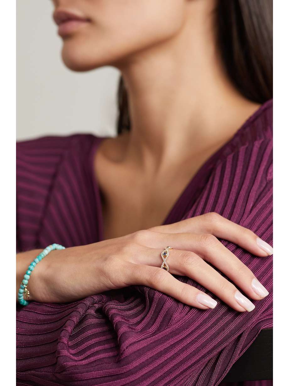 SYDNEY EVAN Evil Eye 14-karat gold, diamond and sapphire ring | NET-A ...