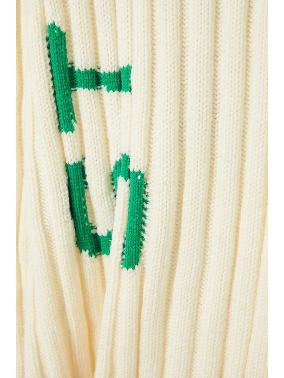 Stella Mccartney Ed Curtis Ribbed Jacquard Knit Wool Blend Sweater