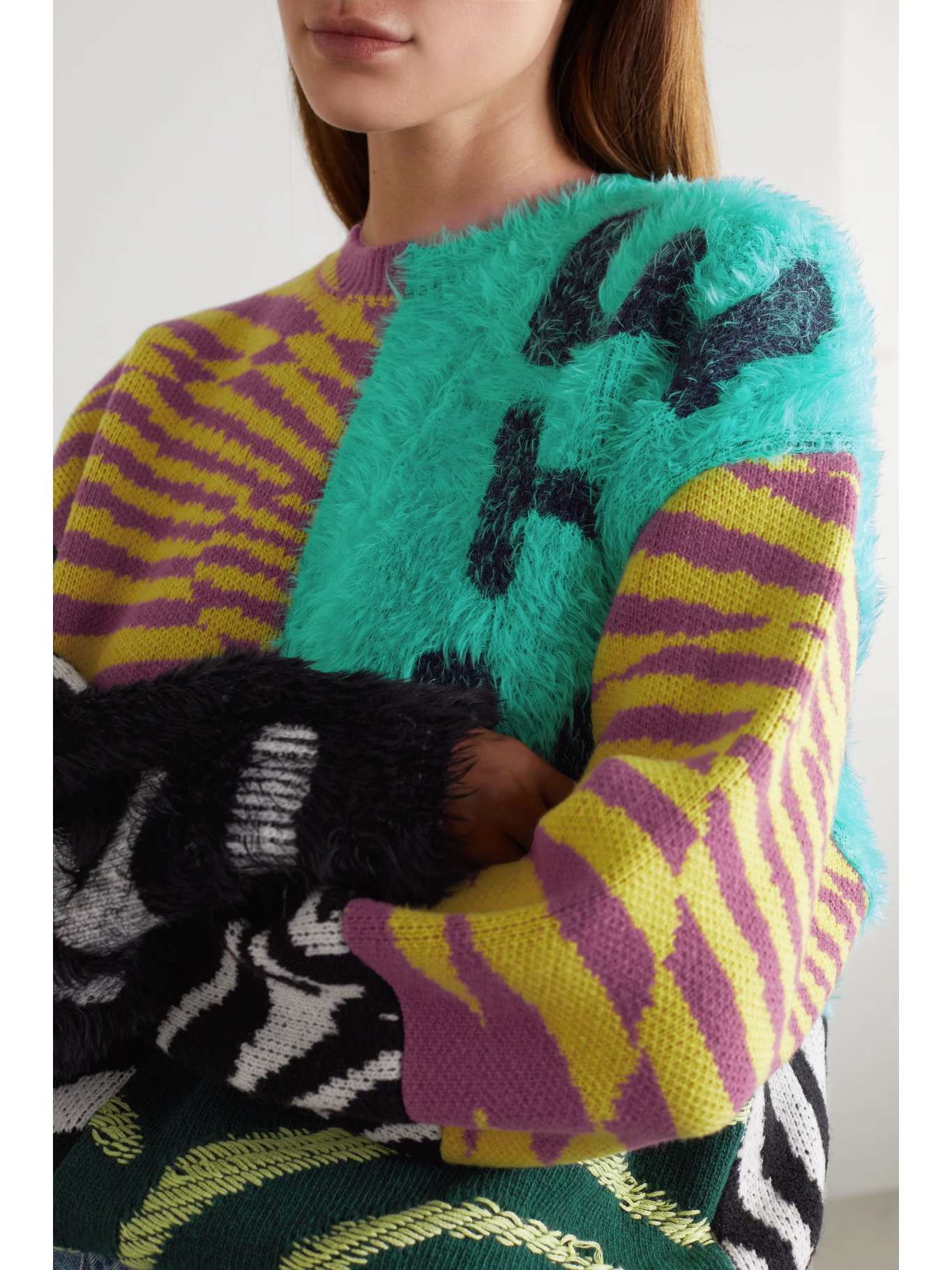 Stella Mccartney Ed Curtis Patchwork Jacquard Knit Wool Sweater Net