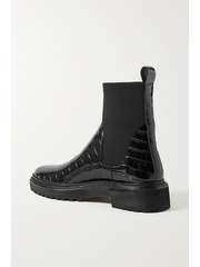 LOEFFLER RANDALL Bridget croc-effect patent-leather Chelsea boots | NET ...