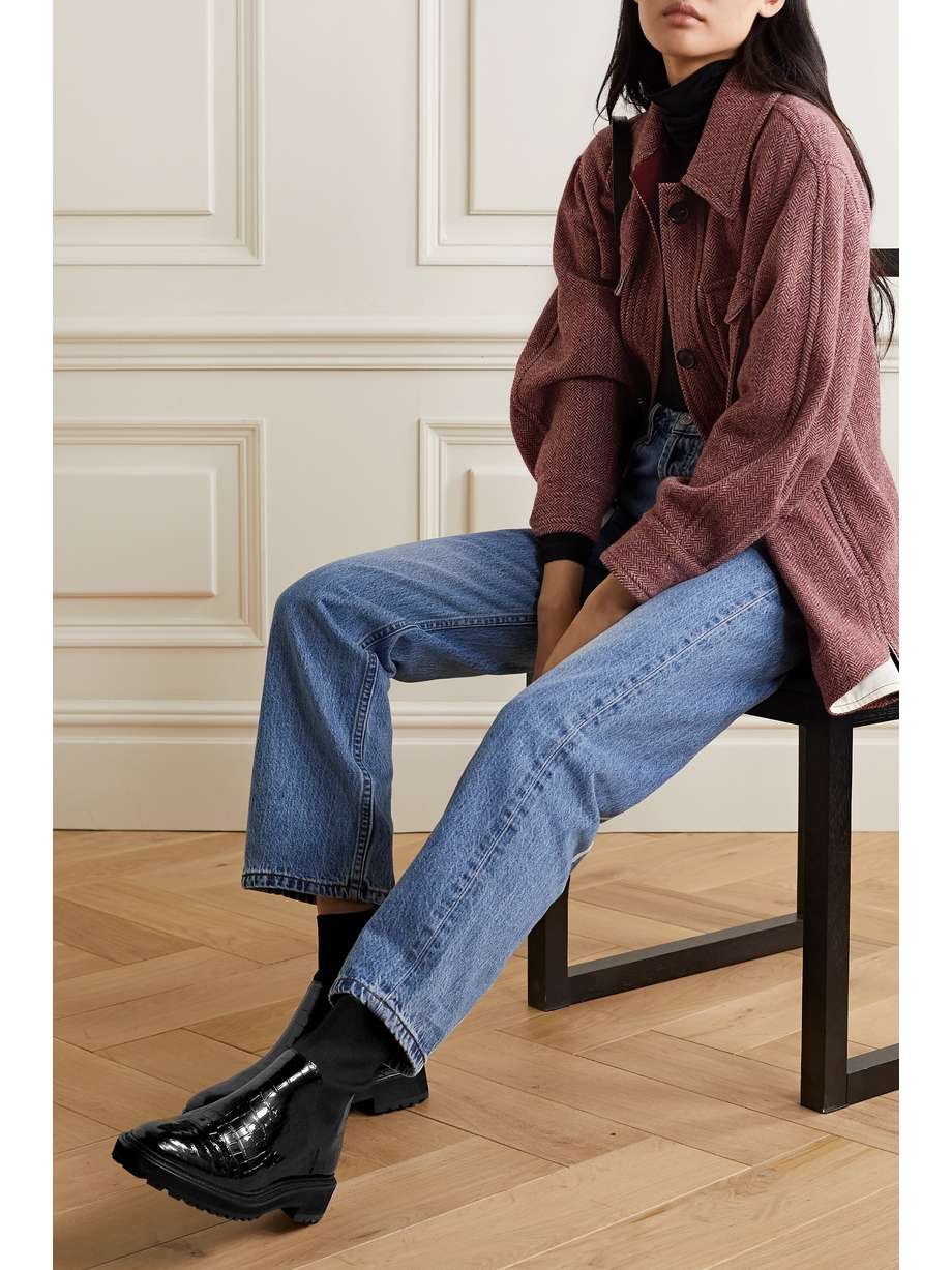 LOEFFLER RANDALL Bridget croc-effect patent-leather Chelsea boots | NET ...