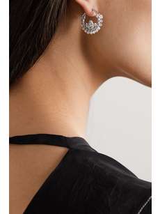 MARIA TASH Lotus Coronet 16mm 18-karat white gold diamond hoop earrings ...