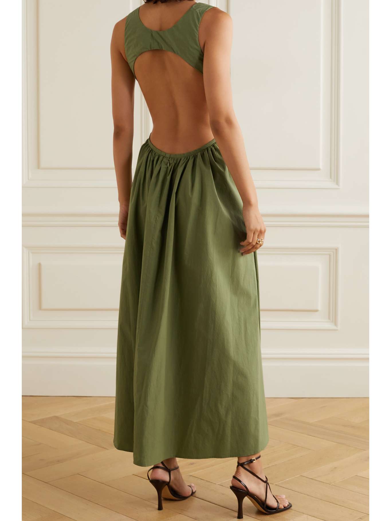 DEVEAUX Madelyn cutout cotton-poplin dress | NET-A-PORTER