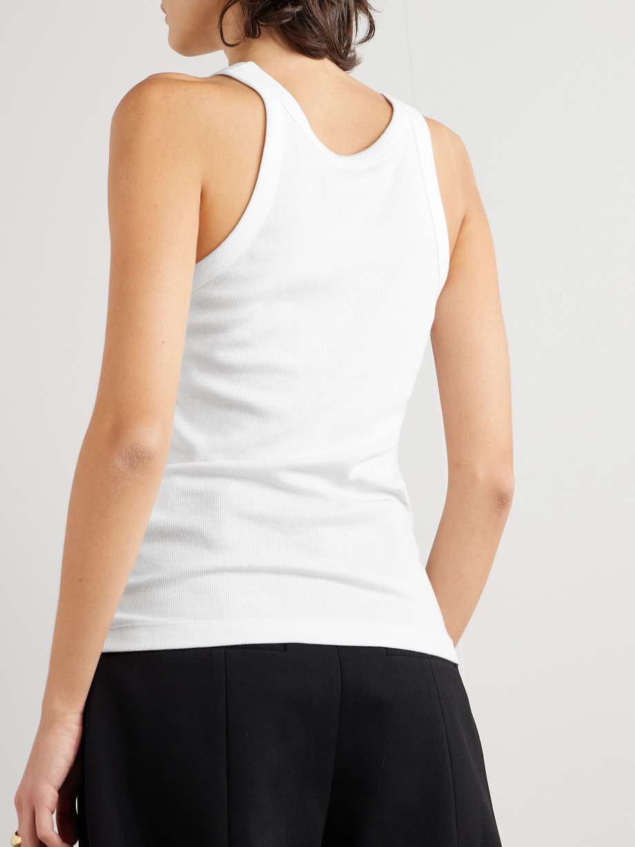 TOTEME + NET SUSTAIN Curved ribbed stretch organic cotton-jersey tank ...