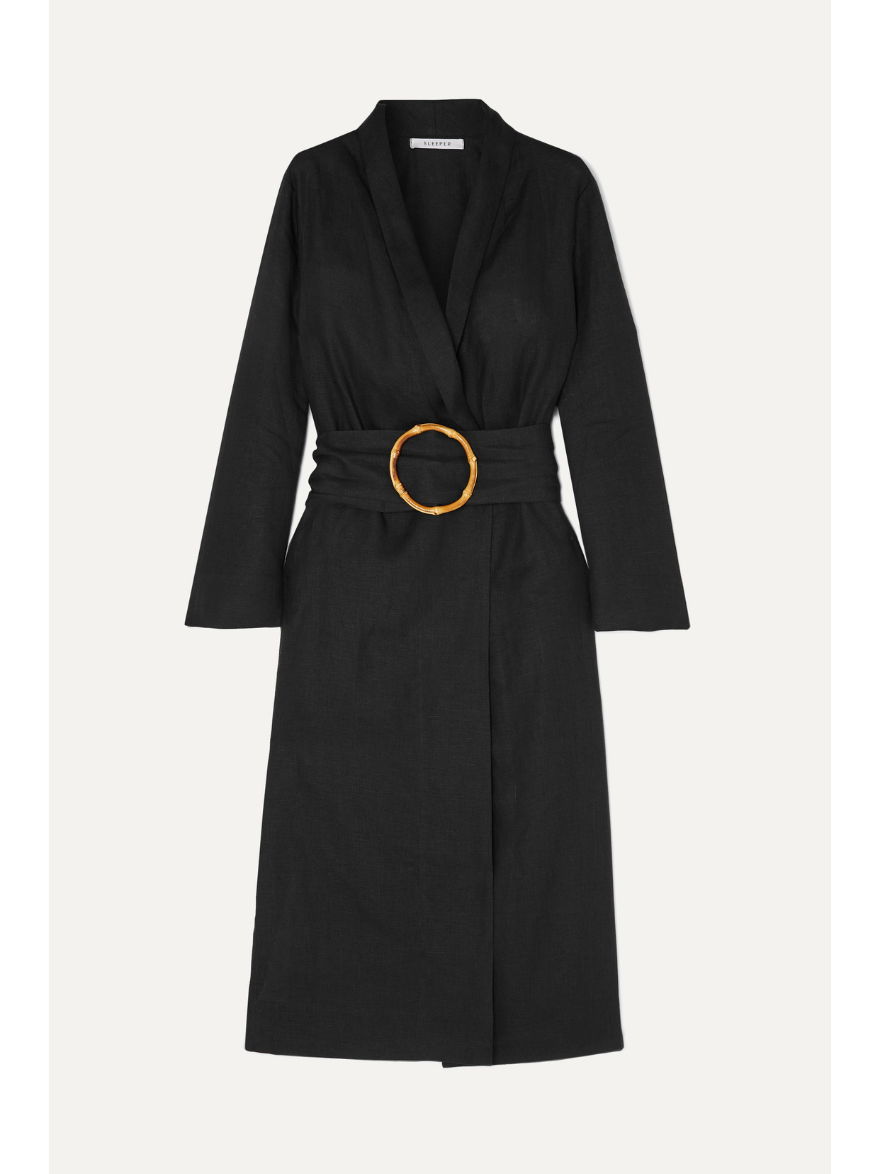 Sleeper Belted Linen Robe In Black | ModeSens