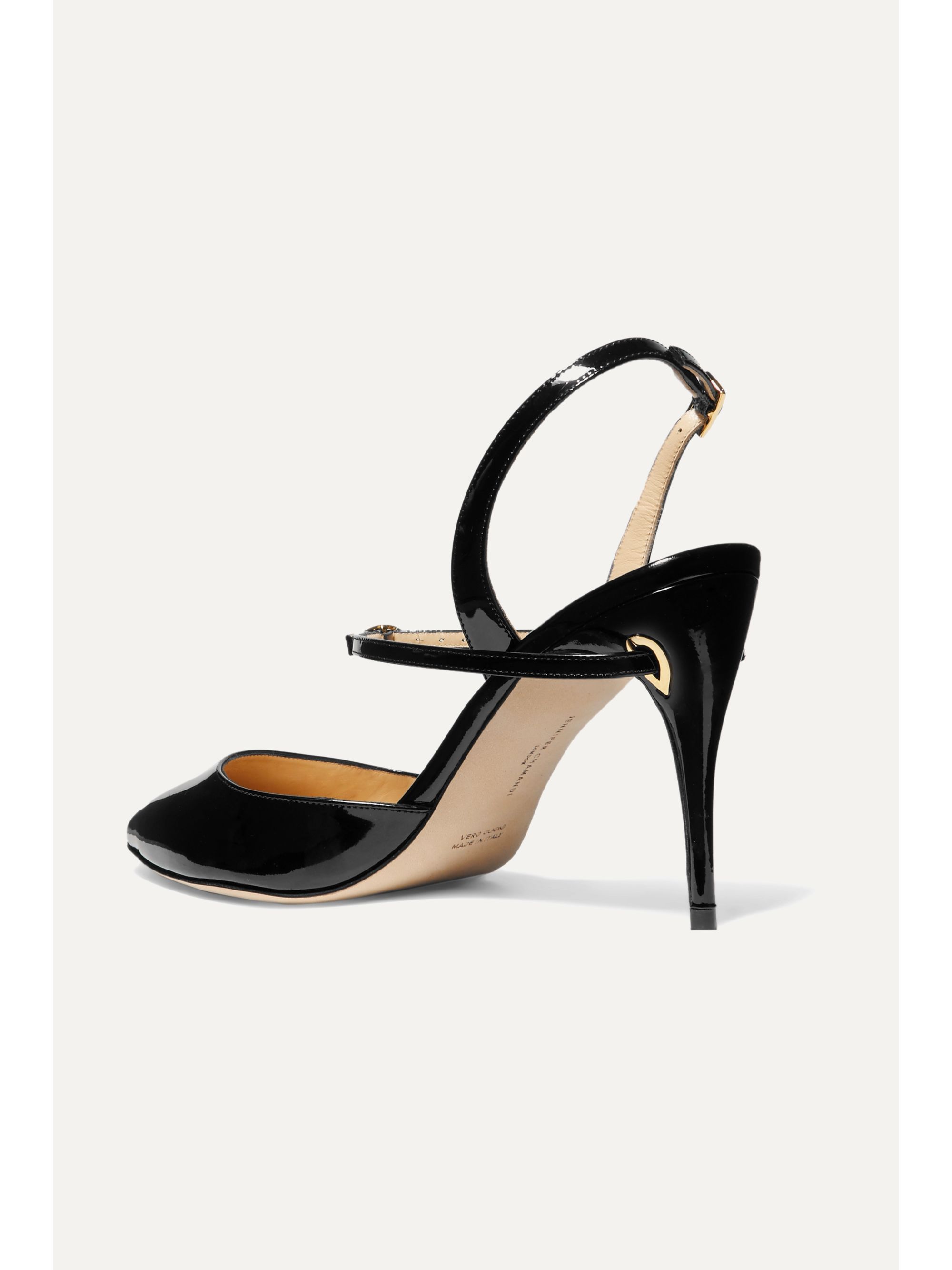 Black Vittorio 90 patent-leather slingback pumps | JENNIFER CHAMANDI ...