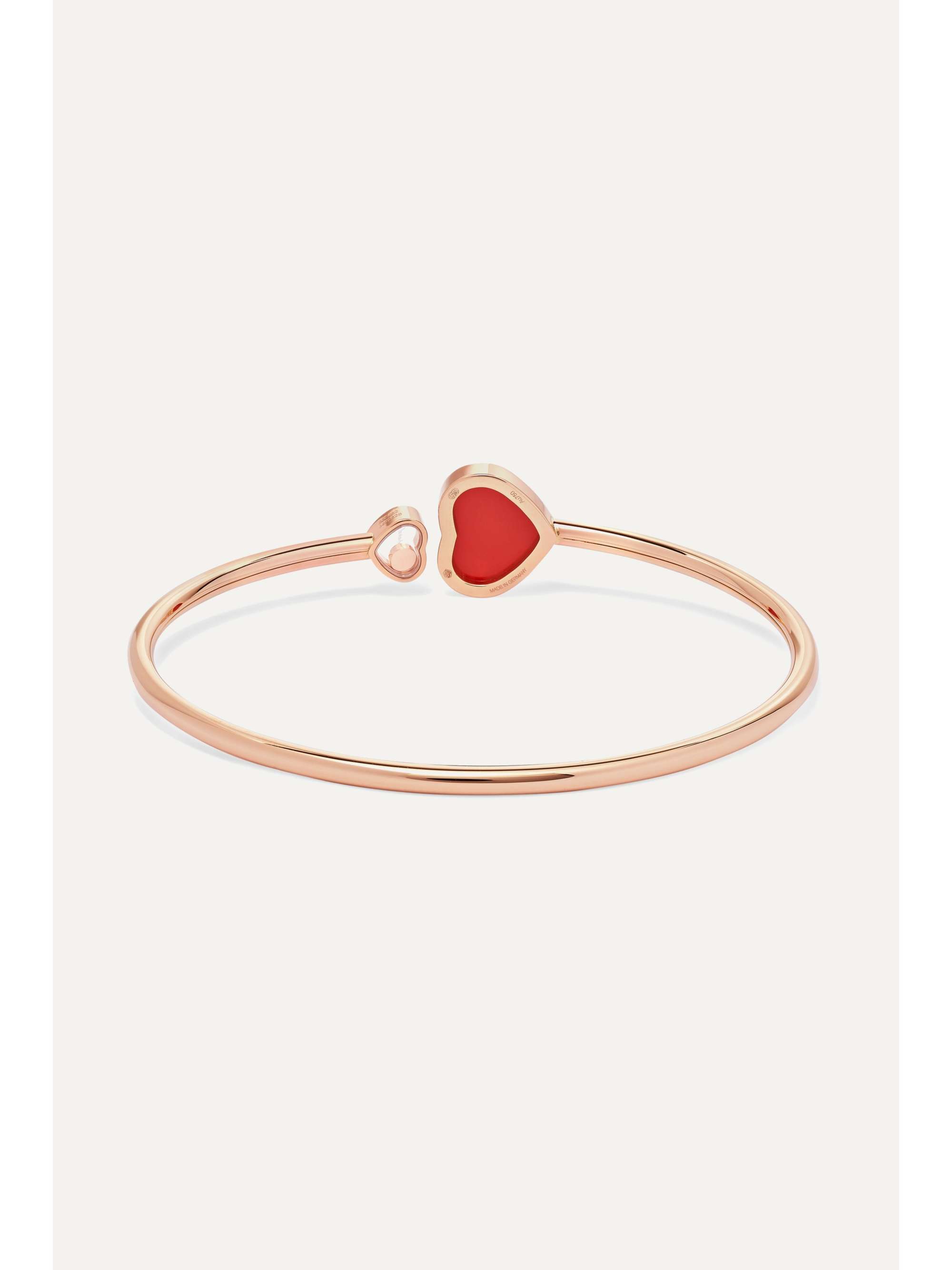 CHOPARD Happy Hearts 18-karat rose gold, diamond and red stone cuff ...
