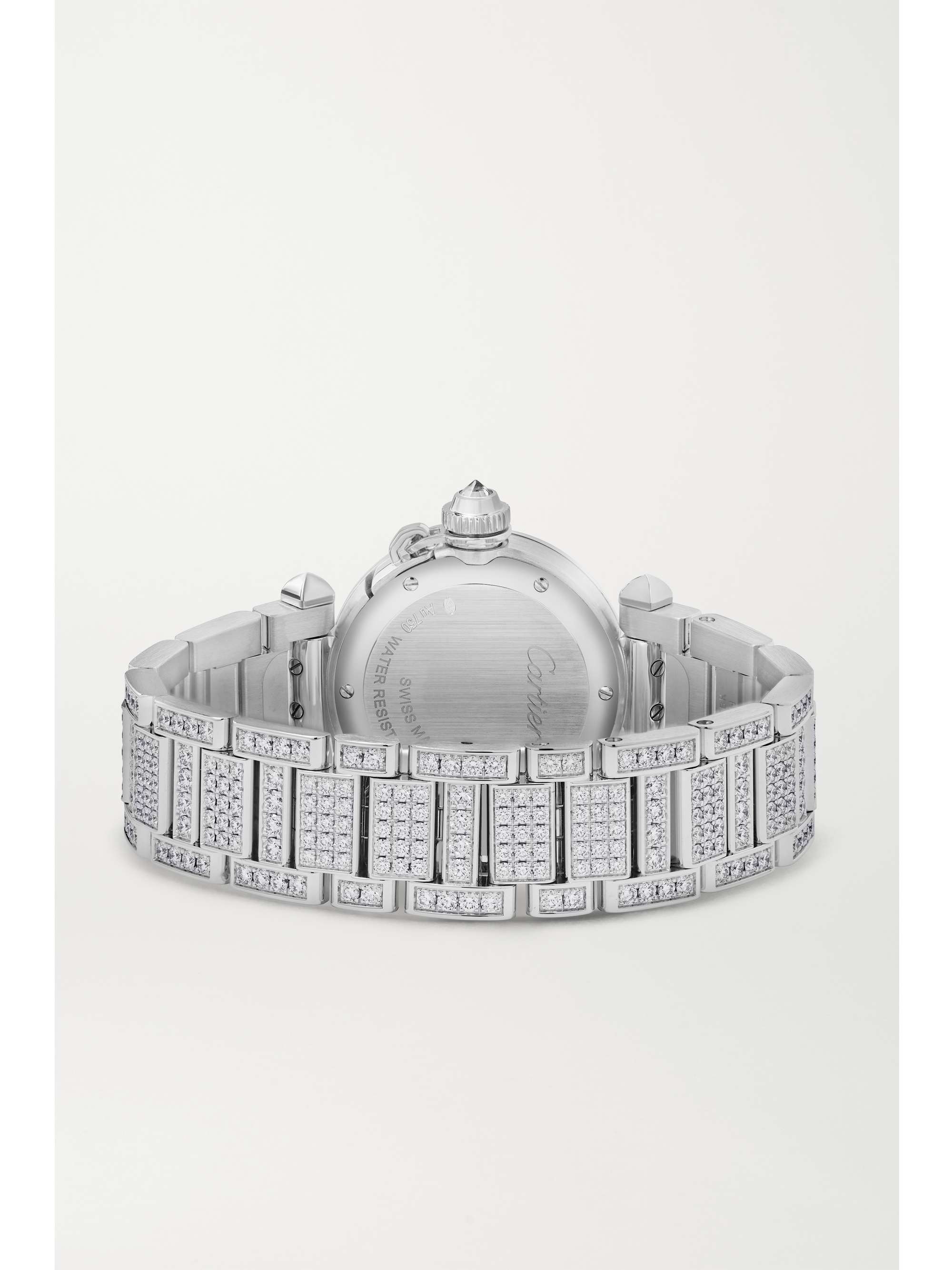 CARTIER Pasha de Cartier 30mm rhodium-plated diamond watch | NET-A-PORTER