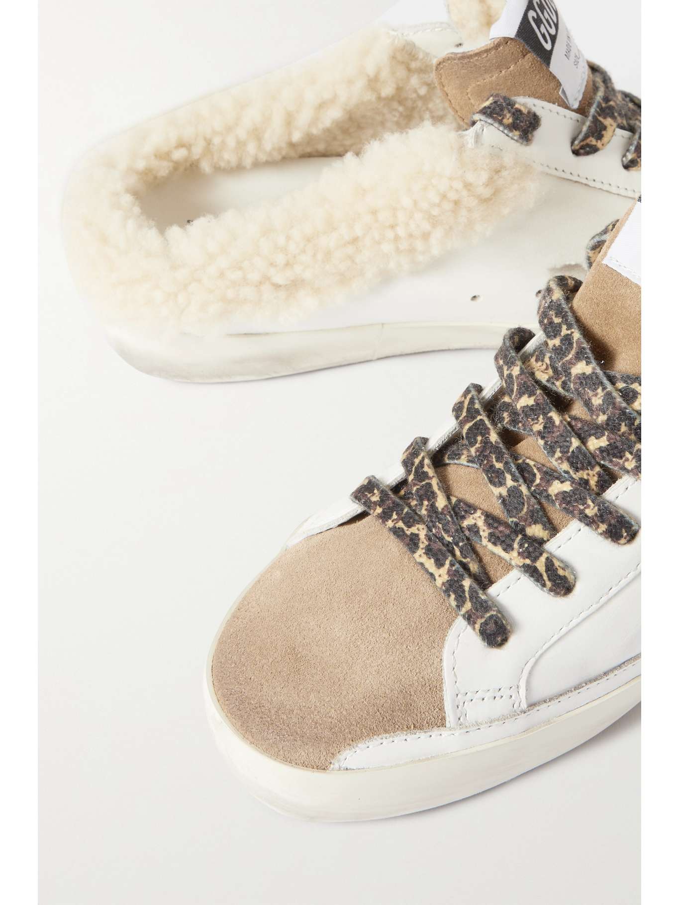 GOLDEN GOOSE Superstar Sabot shearling-lined distressed leather and ...