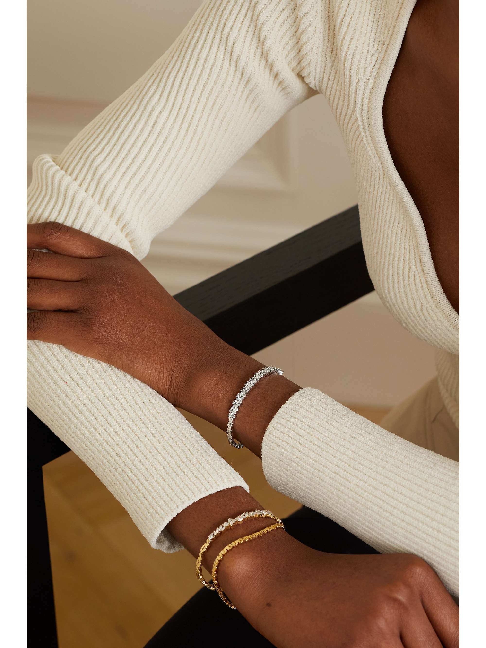 SUZANNE KALAN 18-karat white gold diamond cuff | NET-A-PORTER