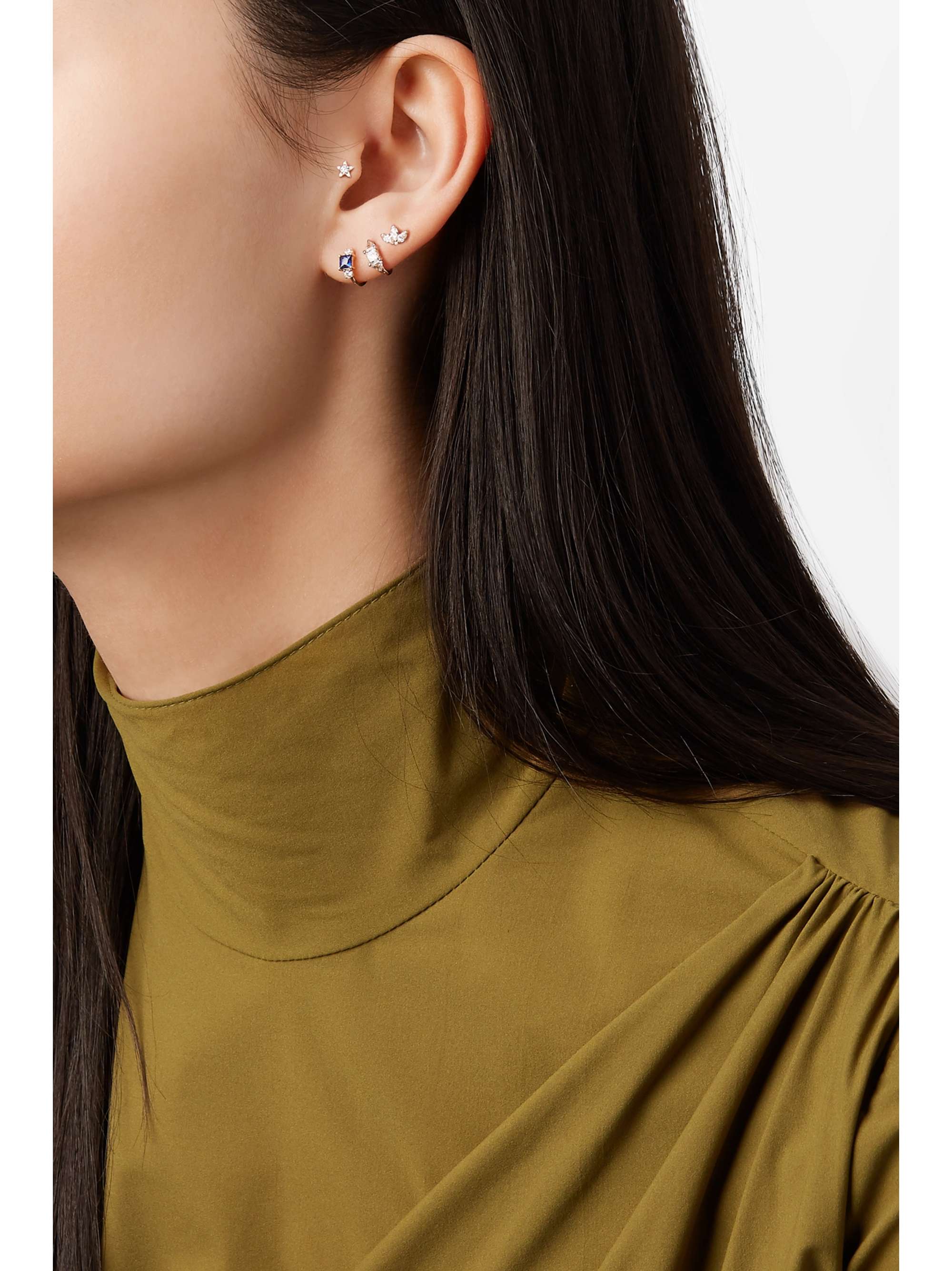 MARIA TASH 6.5mm 18-karat gold, sapphire and diamond hoop earring | NET ...
