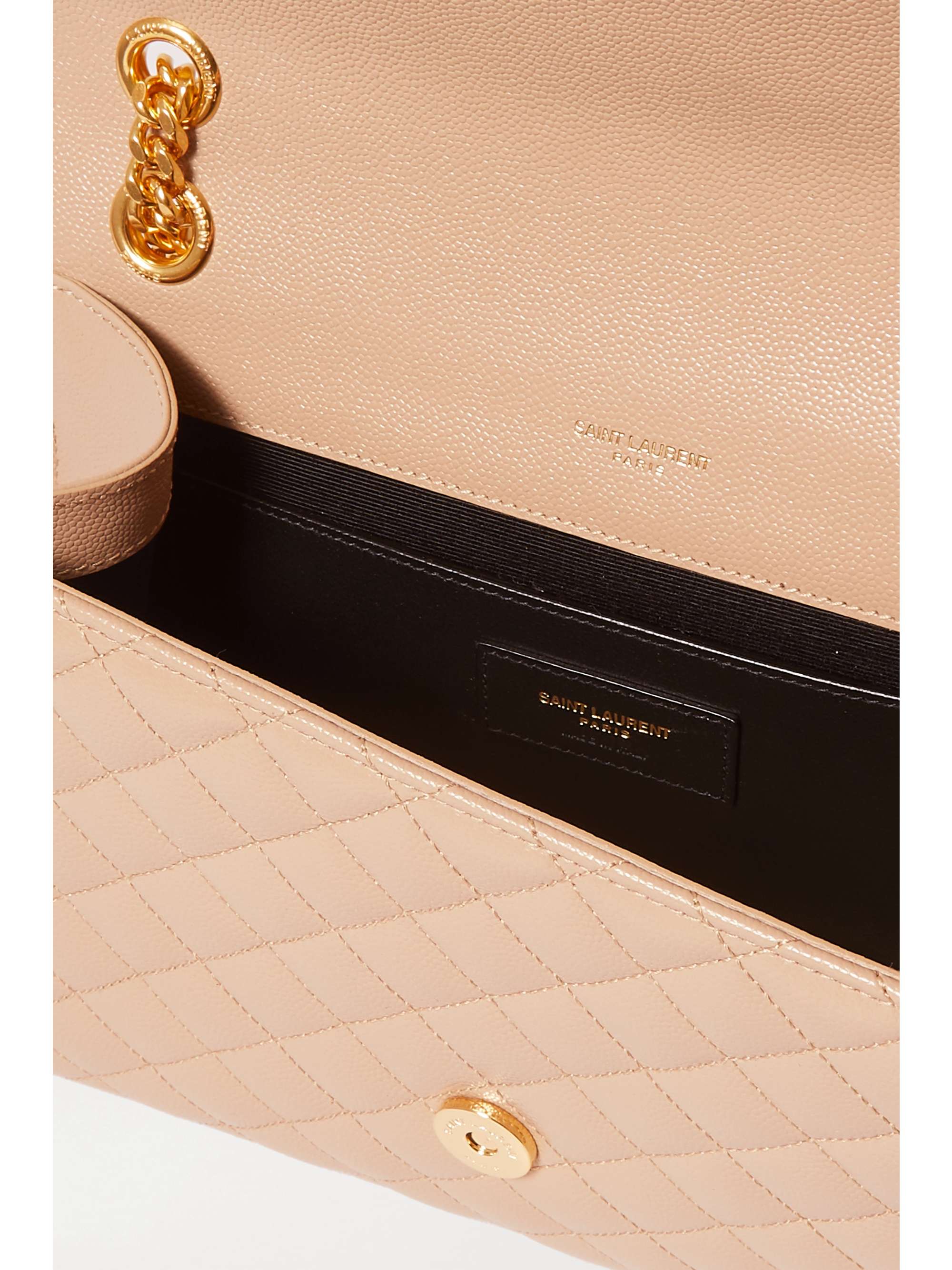 SAINT LAURENT Envelope medium quilted textured-leather shoulder bag ...