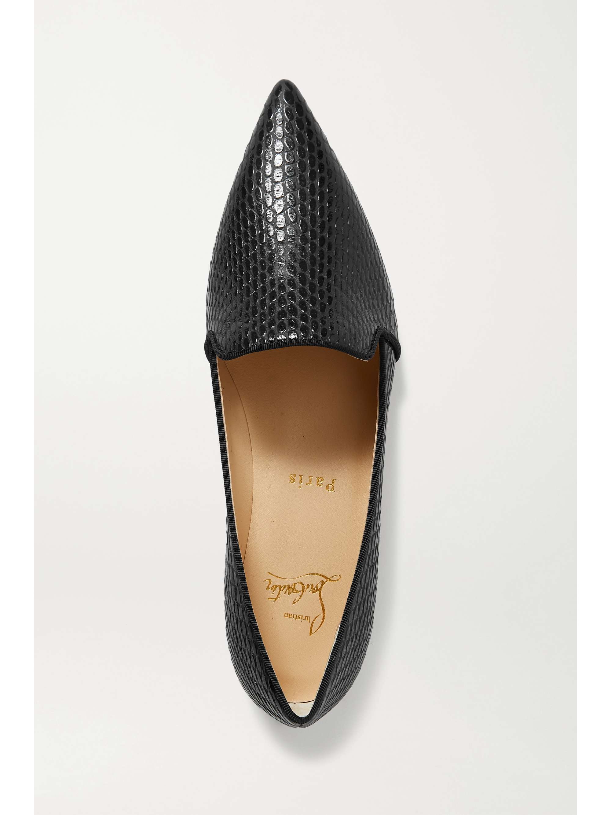CHRISTIAN LOUBOUTIN Kashasha lizard-effect leather loafers | NET-A-PORTER
