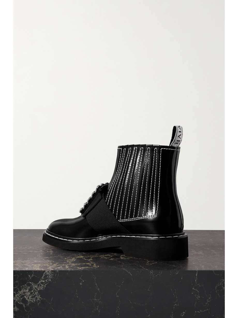 ROGER VIVIER Viv Ranger crystal-embellished patent-leather Chelsea ...