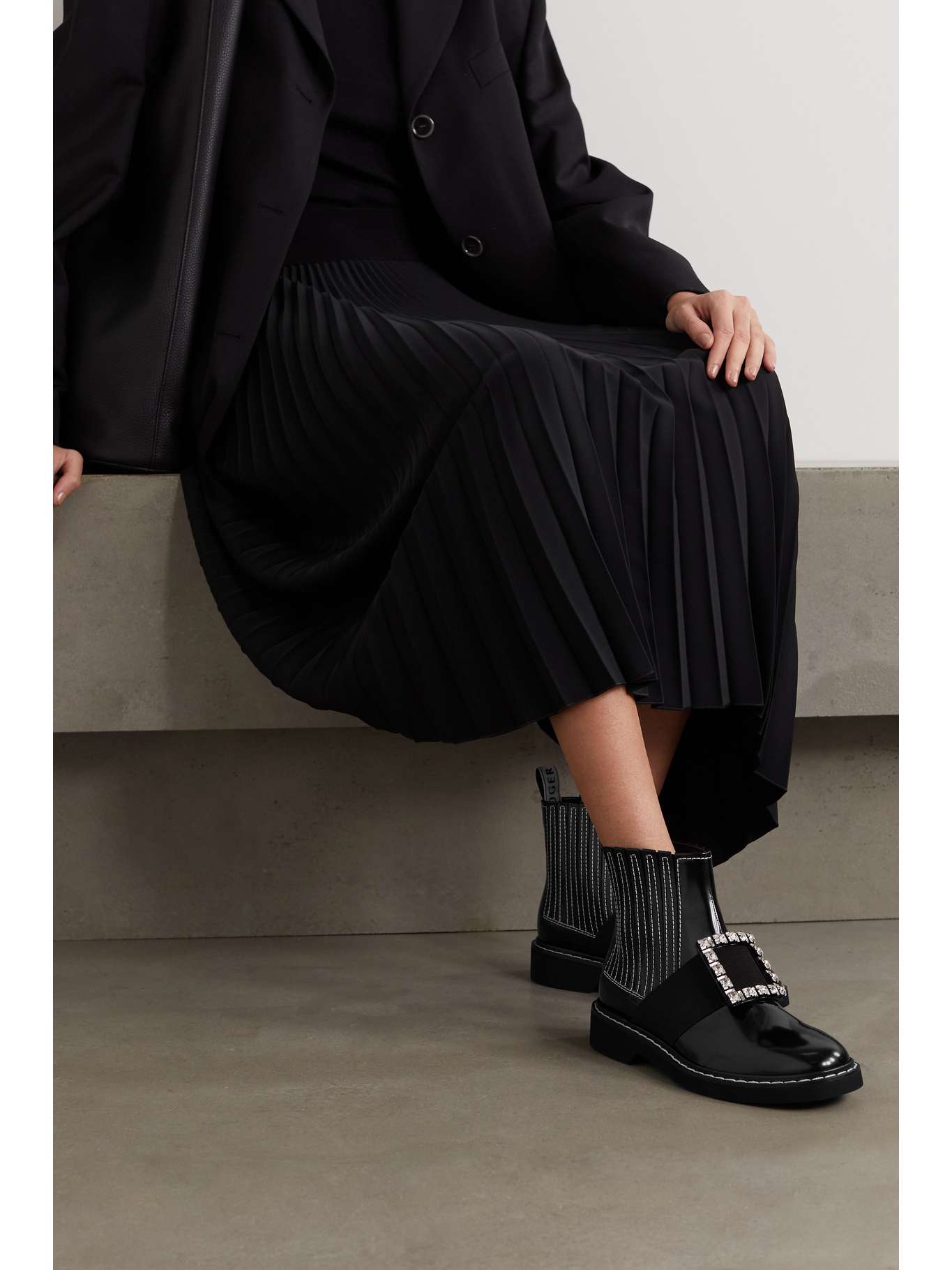 ROGER VIVIER Viv Ranger crystal-embellished patent-leather Chelsea ...