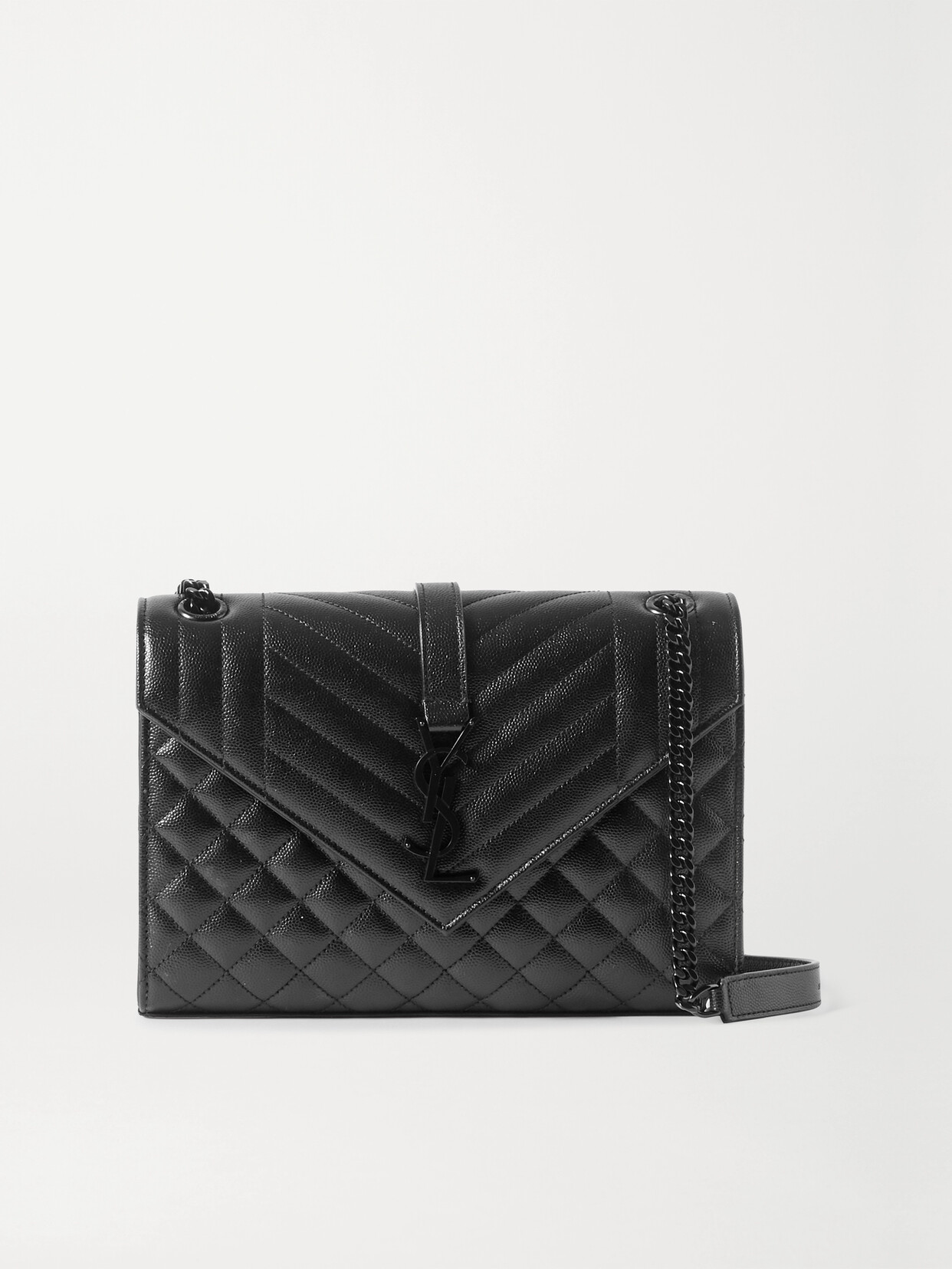 Saint Laurent Envelope Medium Quilted Textured-leather Shoulder Bag In ...