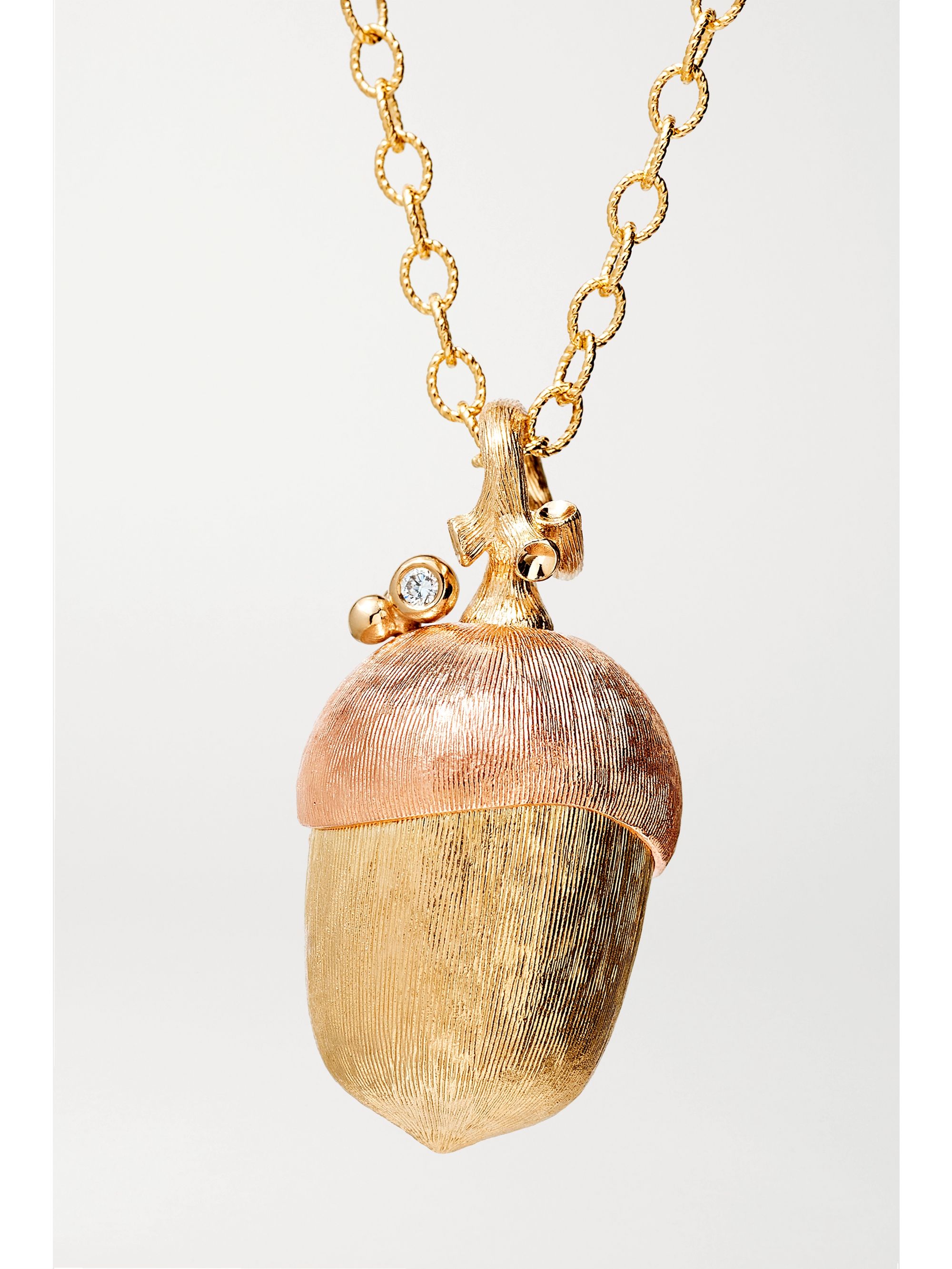 Gold Forest 18-karat yellow and rose gold diamond necklace | OLE ...
