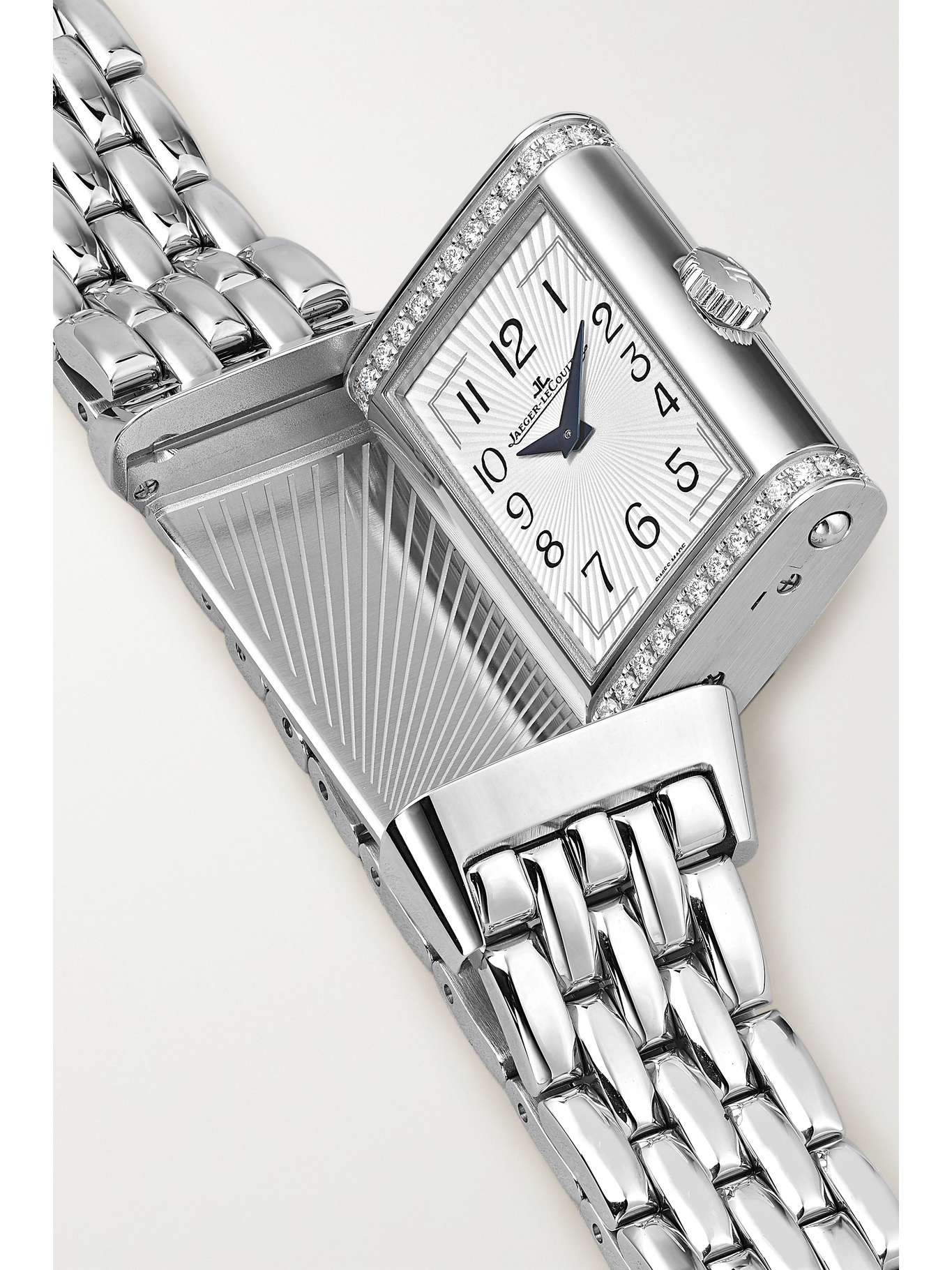 JAEGER-LECOULTRE Reverso One Duetto 40mm x 20mm stainless steel diamond ...