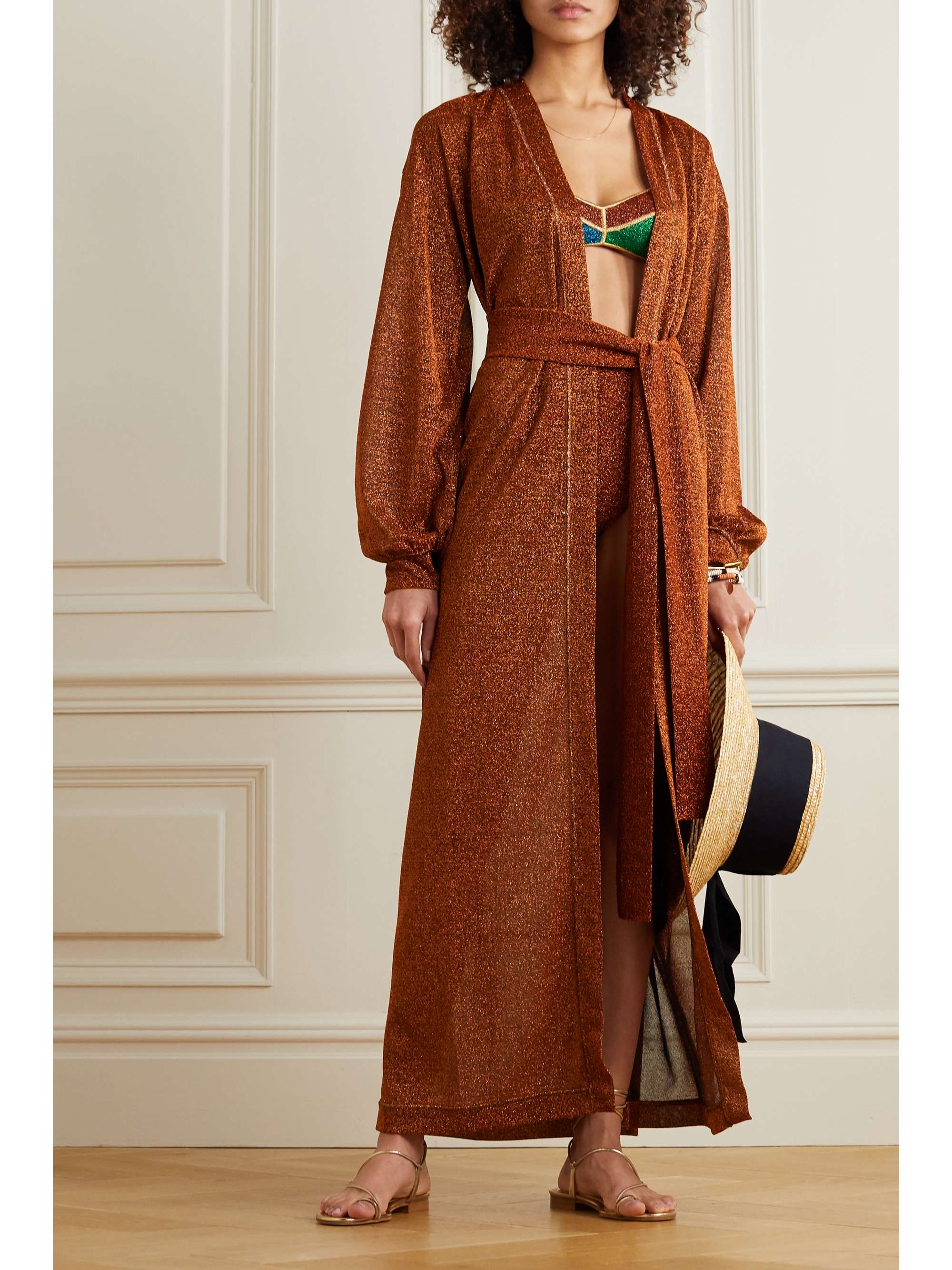 OSÉREE Lumière belted stretch-Lurex robe | NET-A-PORTER
